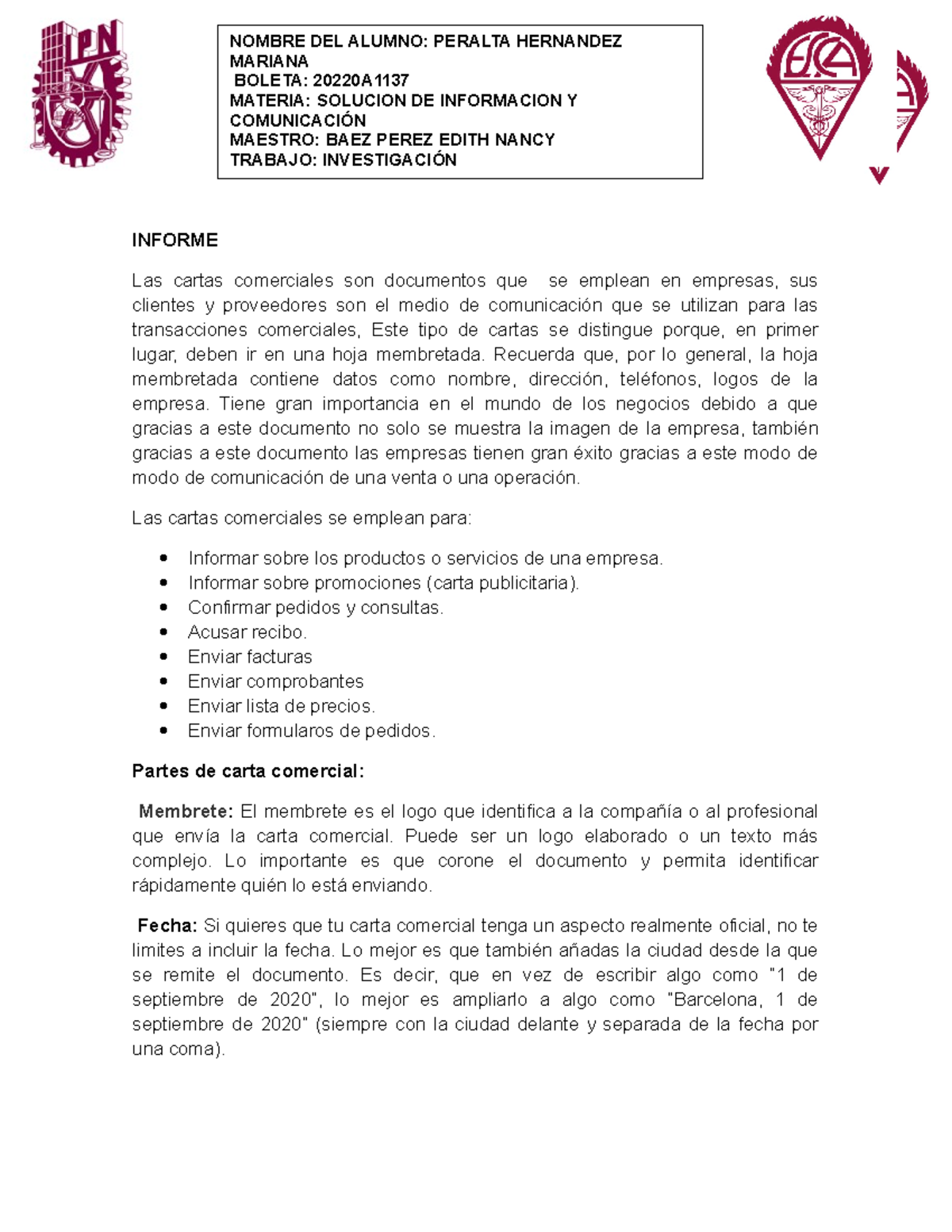WORD Basico Investigacion - INFORME Las cartas comerciales son ...