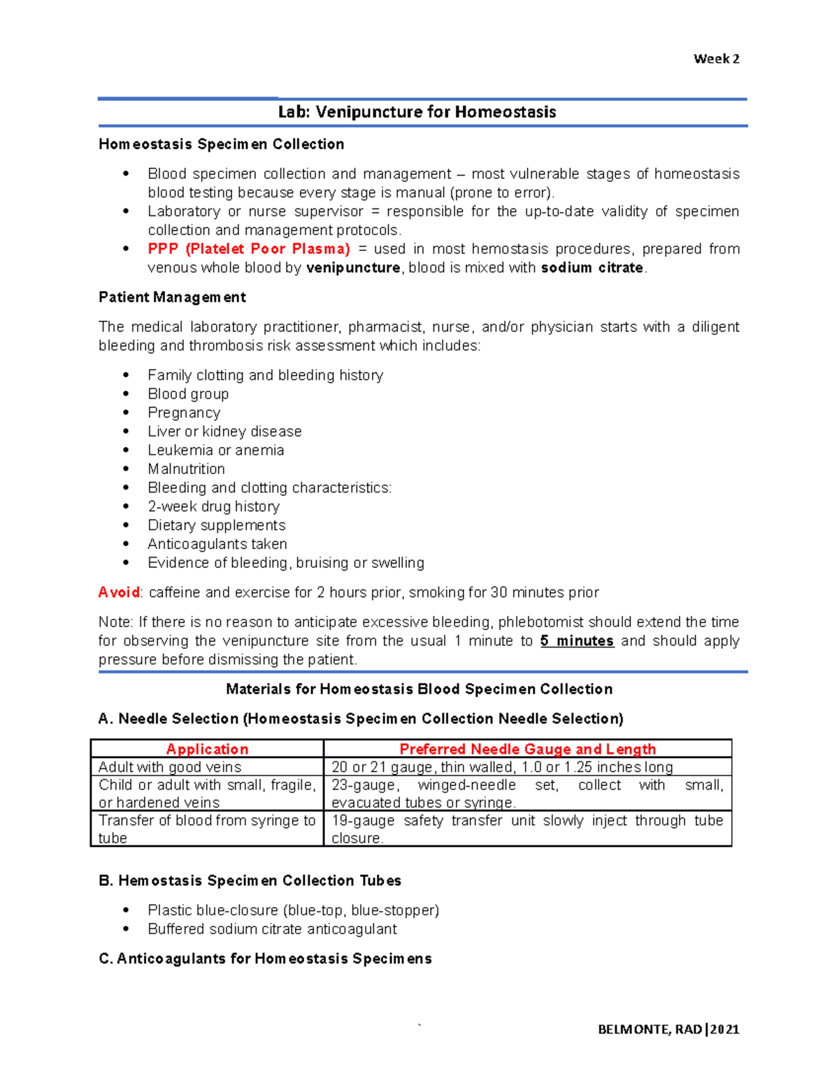 Lab Venipuncture for Homeostasis - Lab: Venipuncture for Homeostasis ...