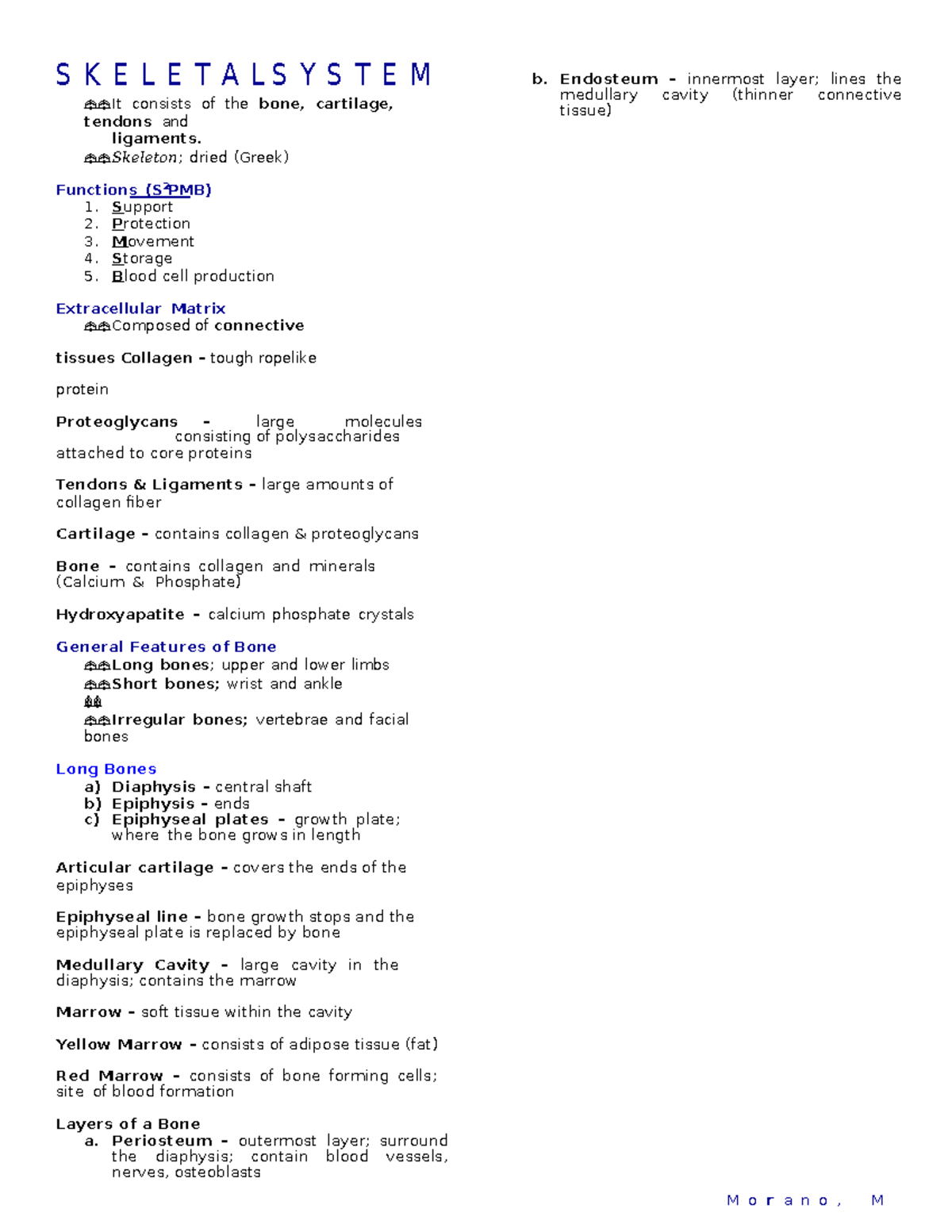 6-Skeletal-System - reviewer - S K E L E T A L S Y S T E M It consists ...