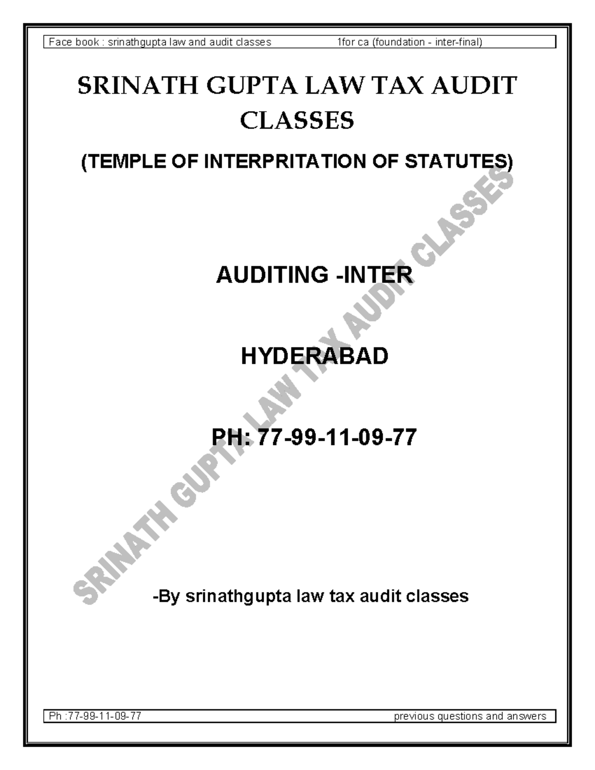 Audit Expected Questions -MAY 24 BY SG SIR - SRINATH GUPTA LAW TAX ...