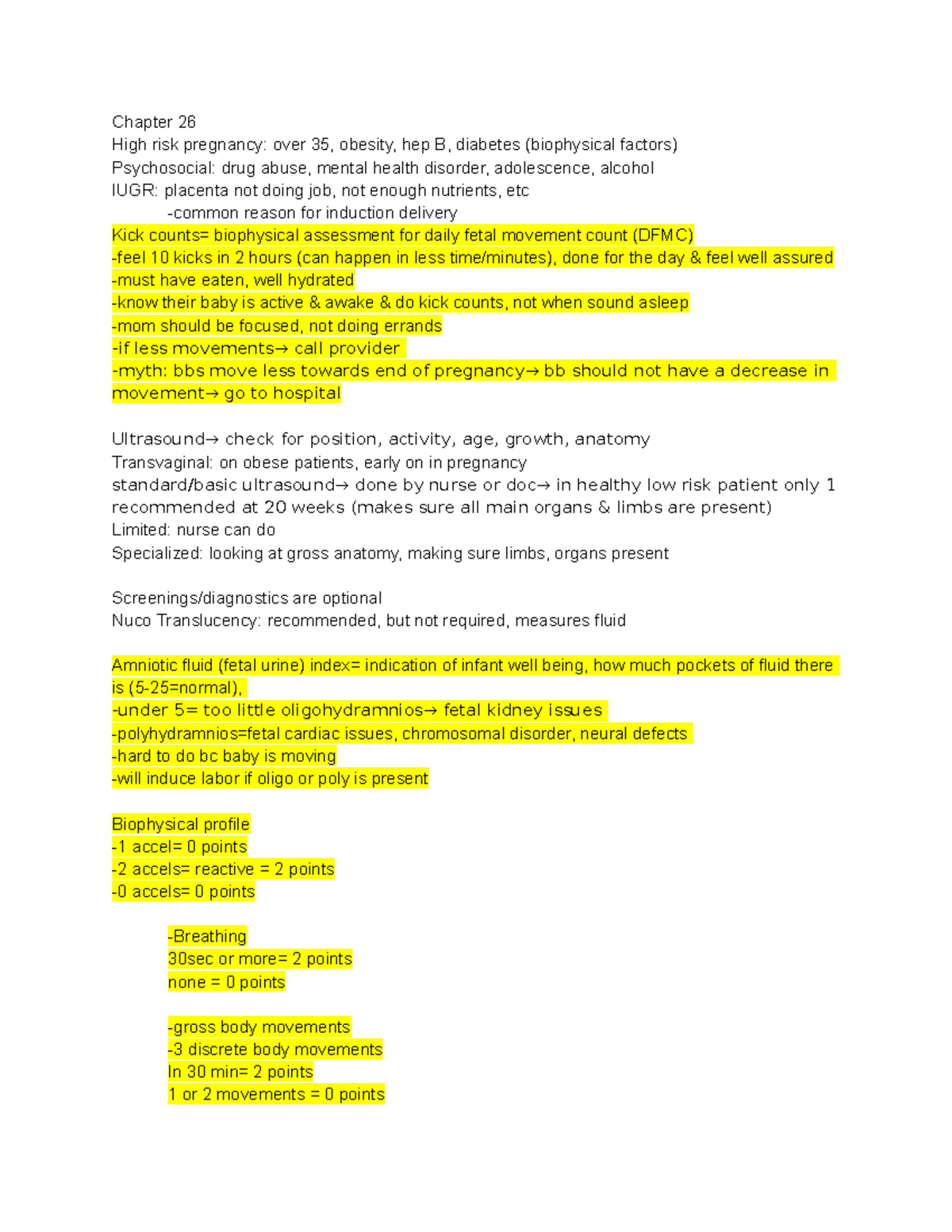 QUIZ 6 OB Notes studoc 2 - Chapter 26 High risk pregnancy: over 35 ...