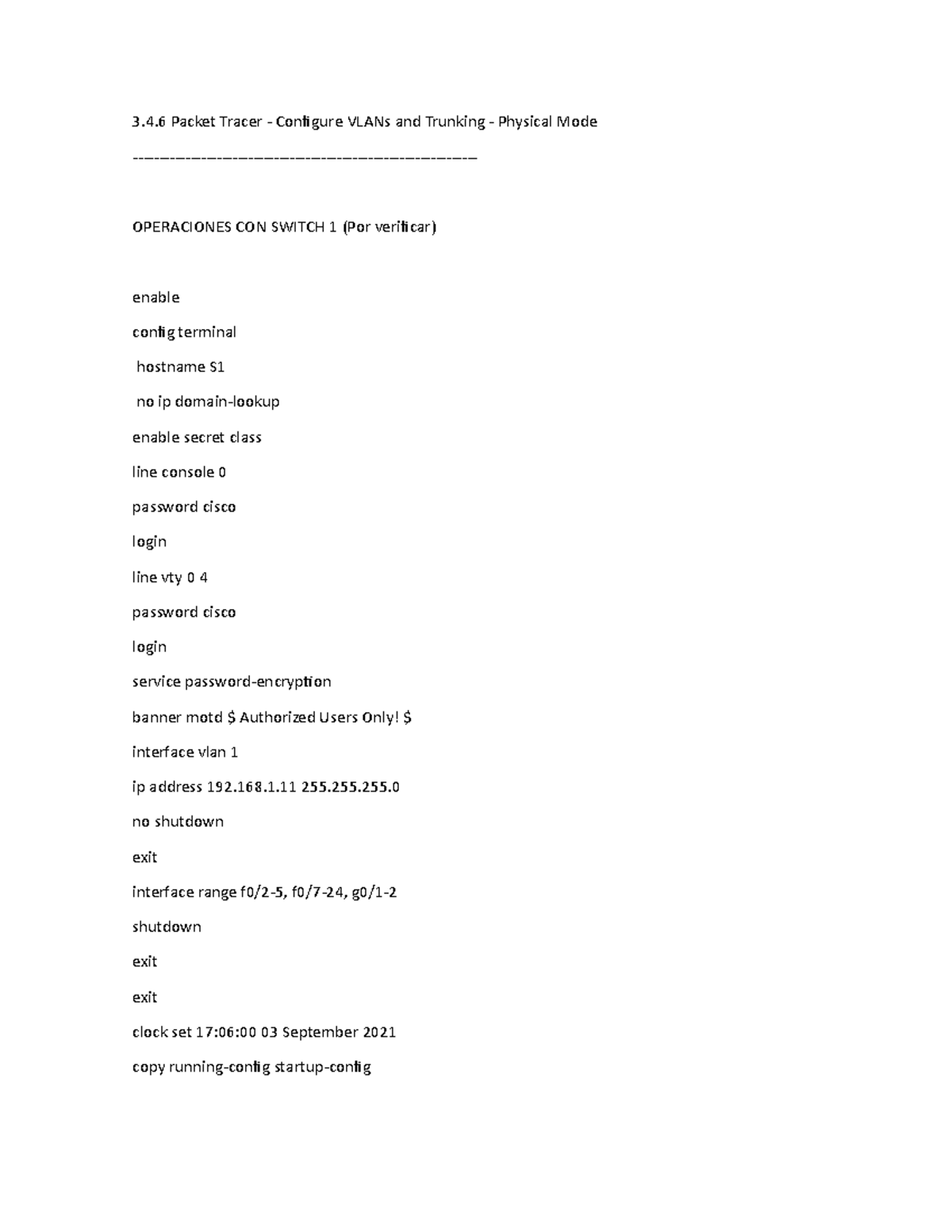 3 4 6 Packet Tracer Configure Vlans And Trunking Physical Mode 3 4 Packet Tracer