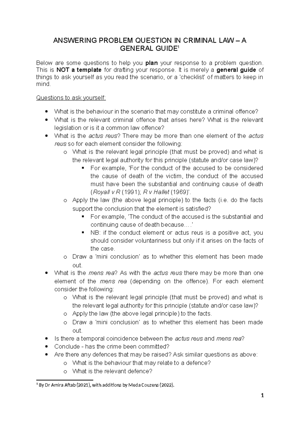 Answering a PQ in Criminal Law - ANSWERING PROBLEM QUESTION IN CRIMINAL ...