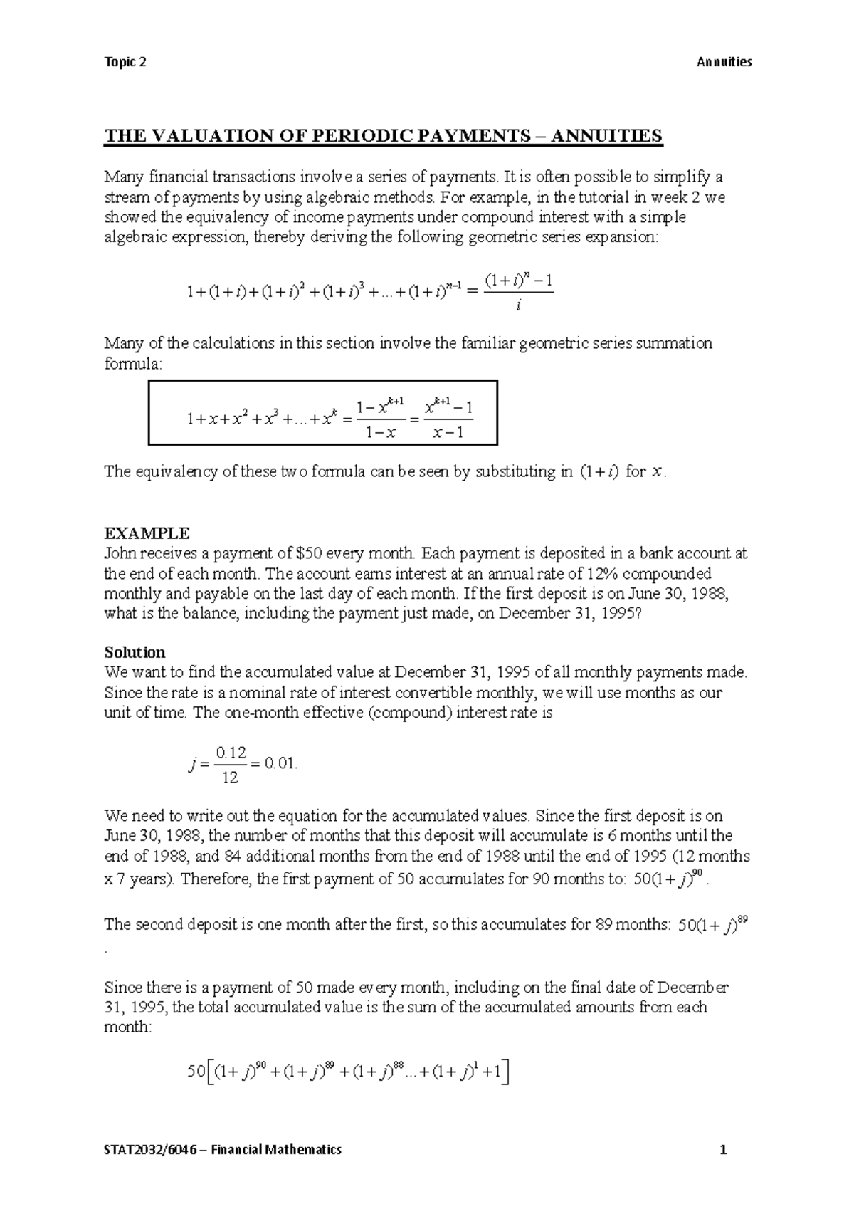 Topic 2 - Annuities - Notes - FINA141 - Harvard - Studocu Topic 2 - Annuities - Notes - FINA141 - Harvard - Studocu