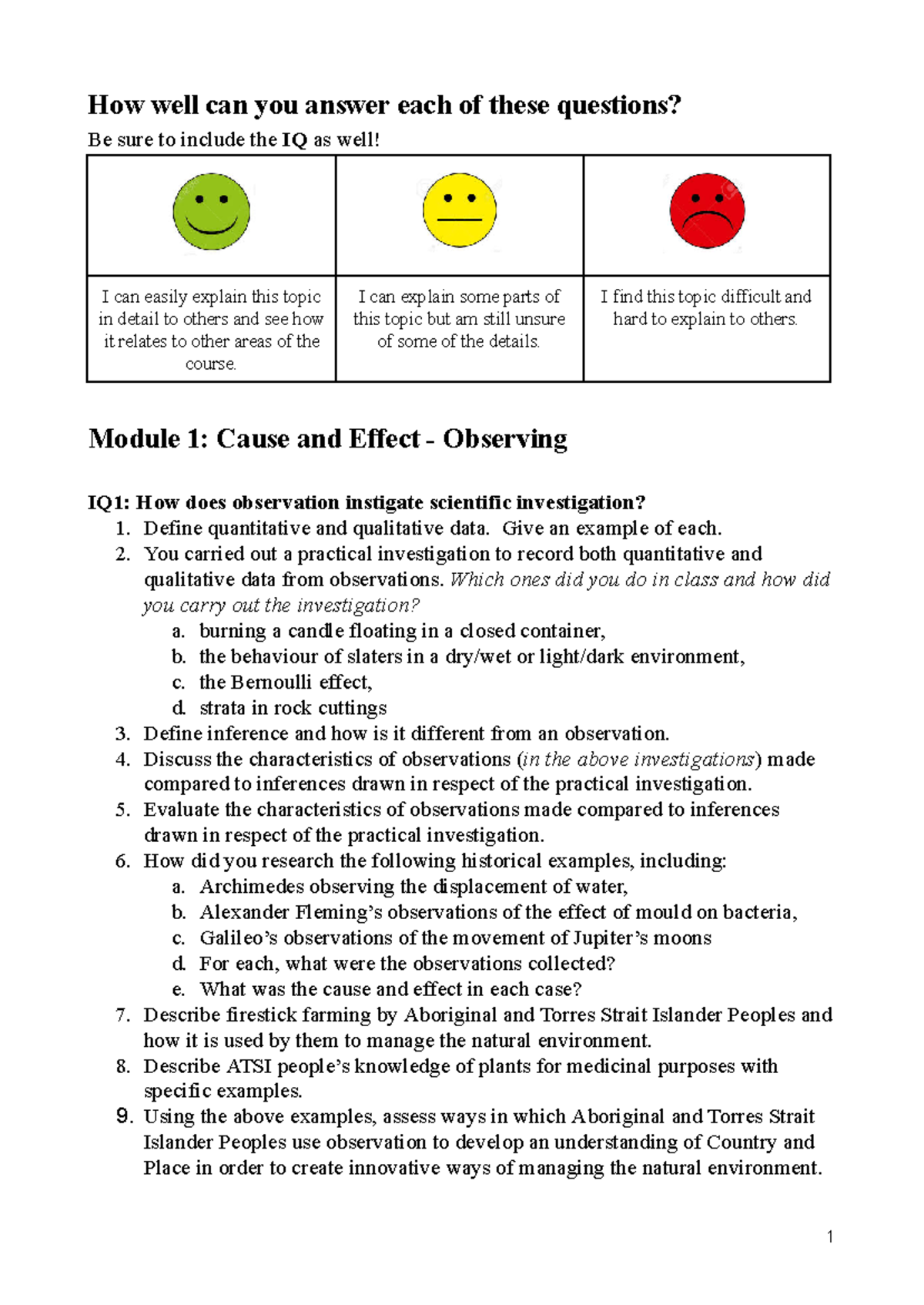 Yr11 Inv Science Summary Questions - How well can you answer each of ...