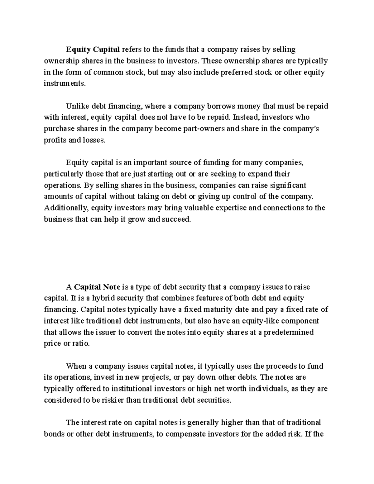 Financial Man. Equity Capital Capital Note - Equity Capital refers to ...