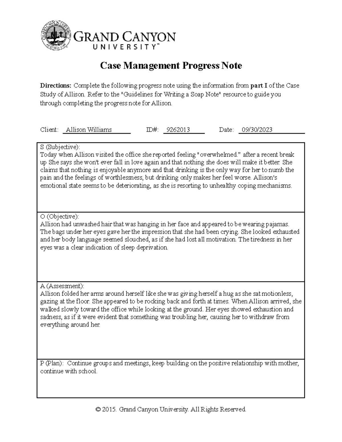 Case Management Progress Note - Case Management Progress Note ...