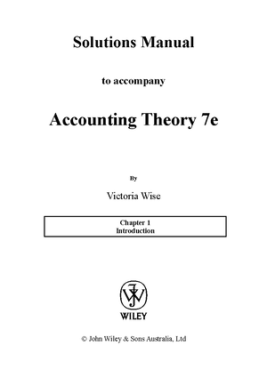 AF301 Week 5 Tutorial Solution - AccountingTheory - USP - Studocu