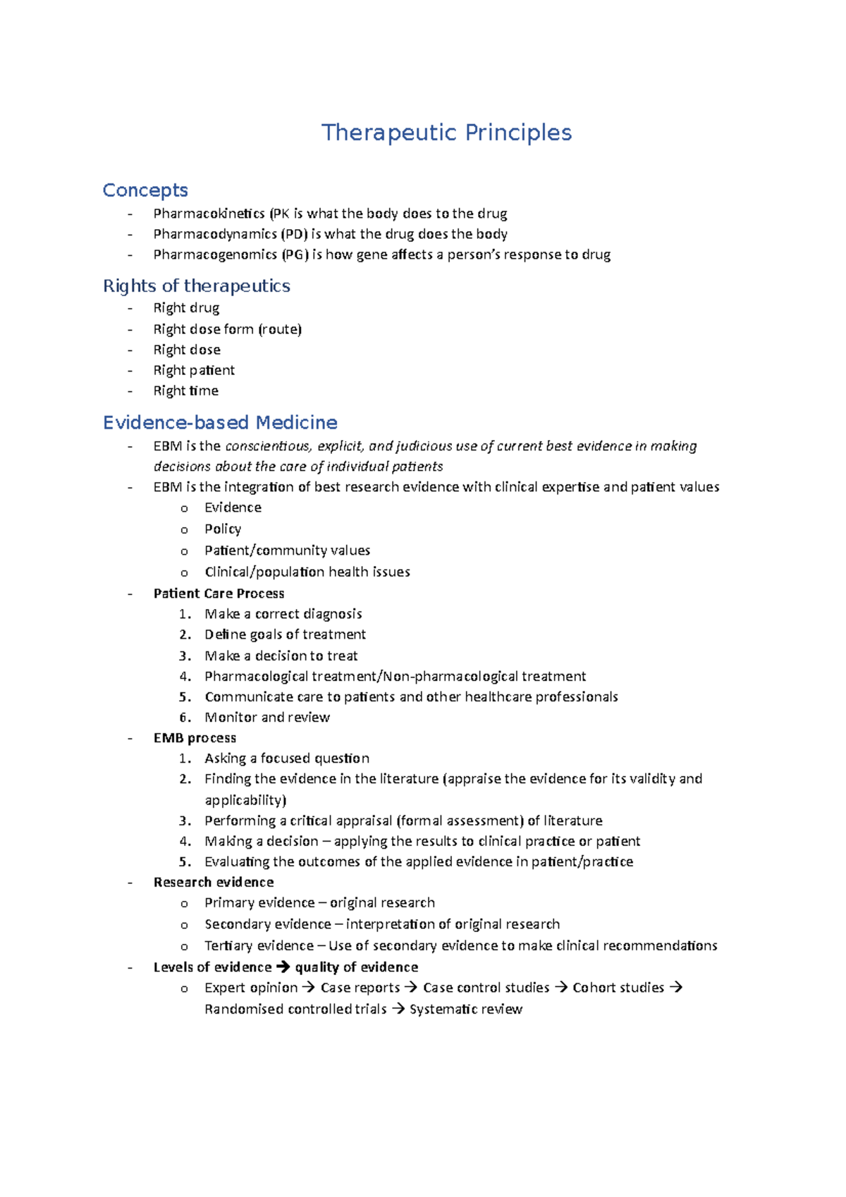 Therapeutic Principles - Therapeutic Principles Concepts ...