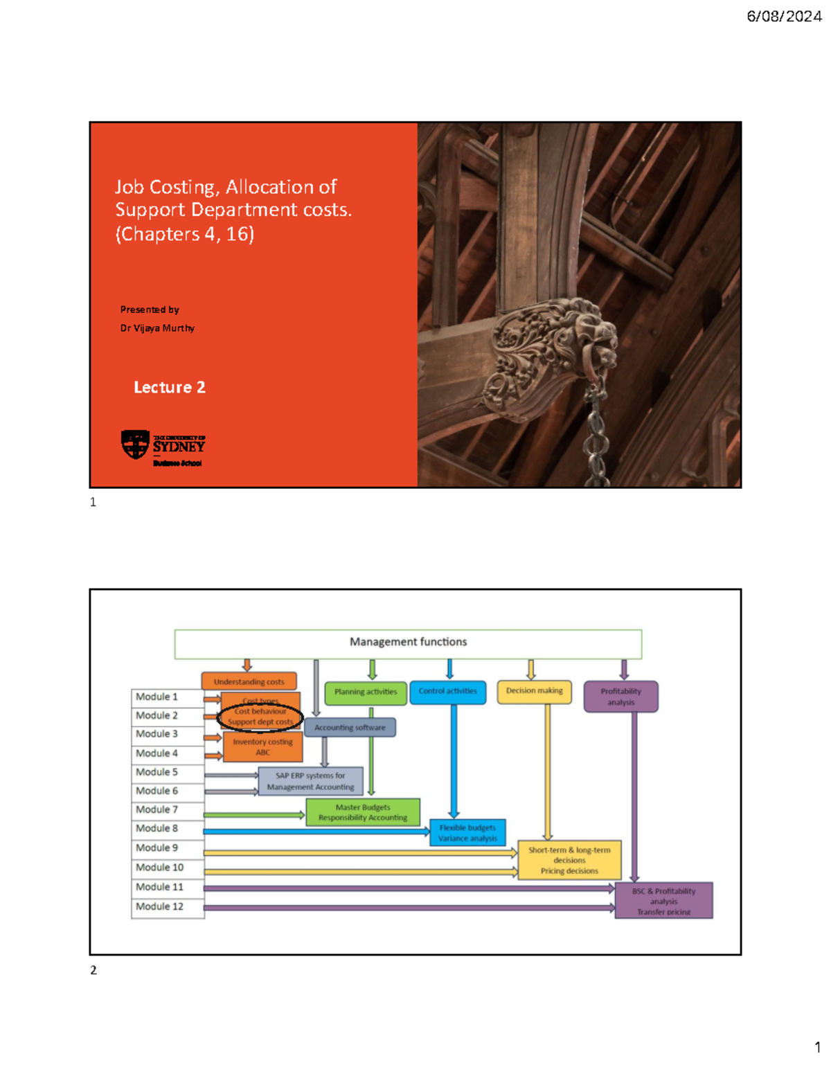Lecture+2 - Notes - Job Costing, Allocation of Support Department costs ...