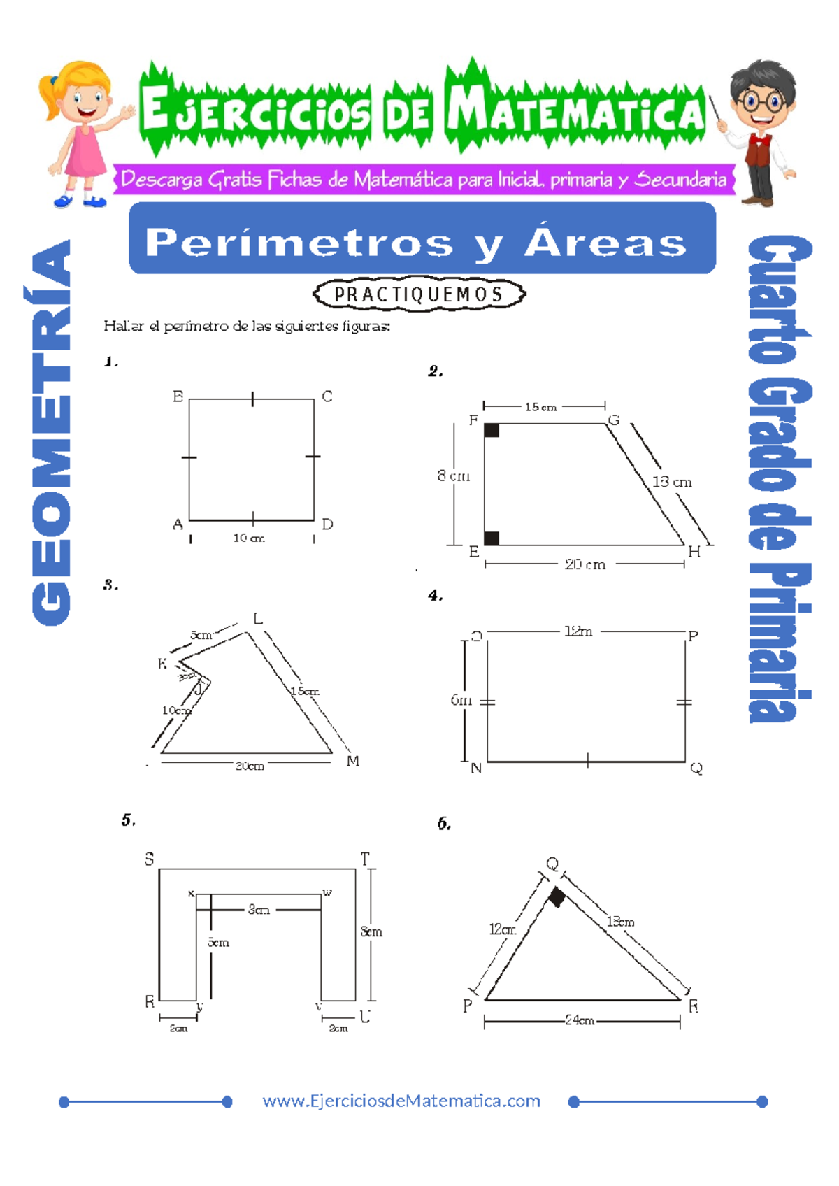 Ejercicios de Perimetros y Areas para Cuarto de Primaria - P R A C T I ...