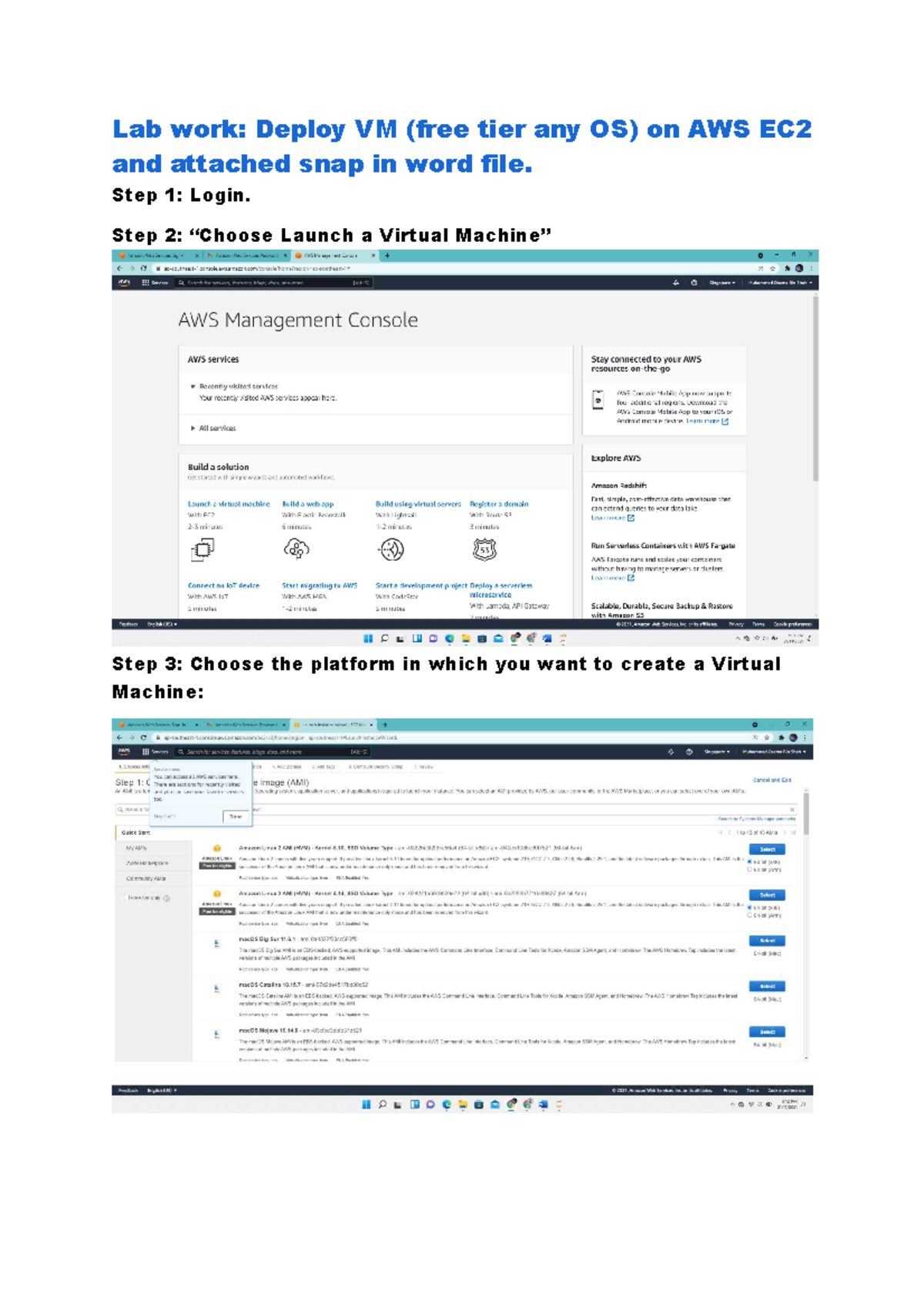 Virtual Machine - Account making assignment - Lab work: Deploy VM (free ...