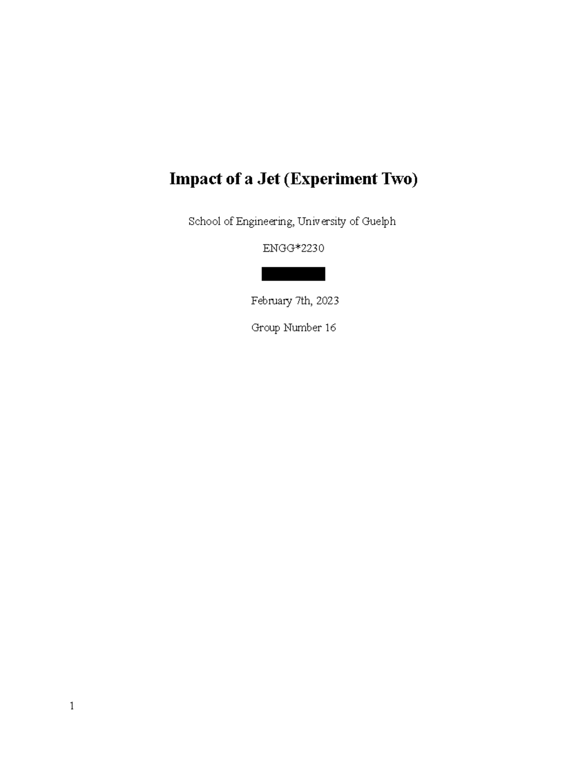 ENGG2230Lab2 - lab 2 - Impact of a Jet (Experiment Two) School of ...