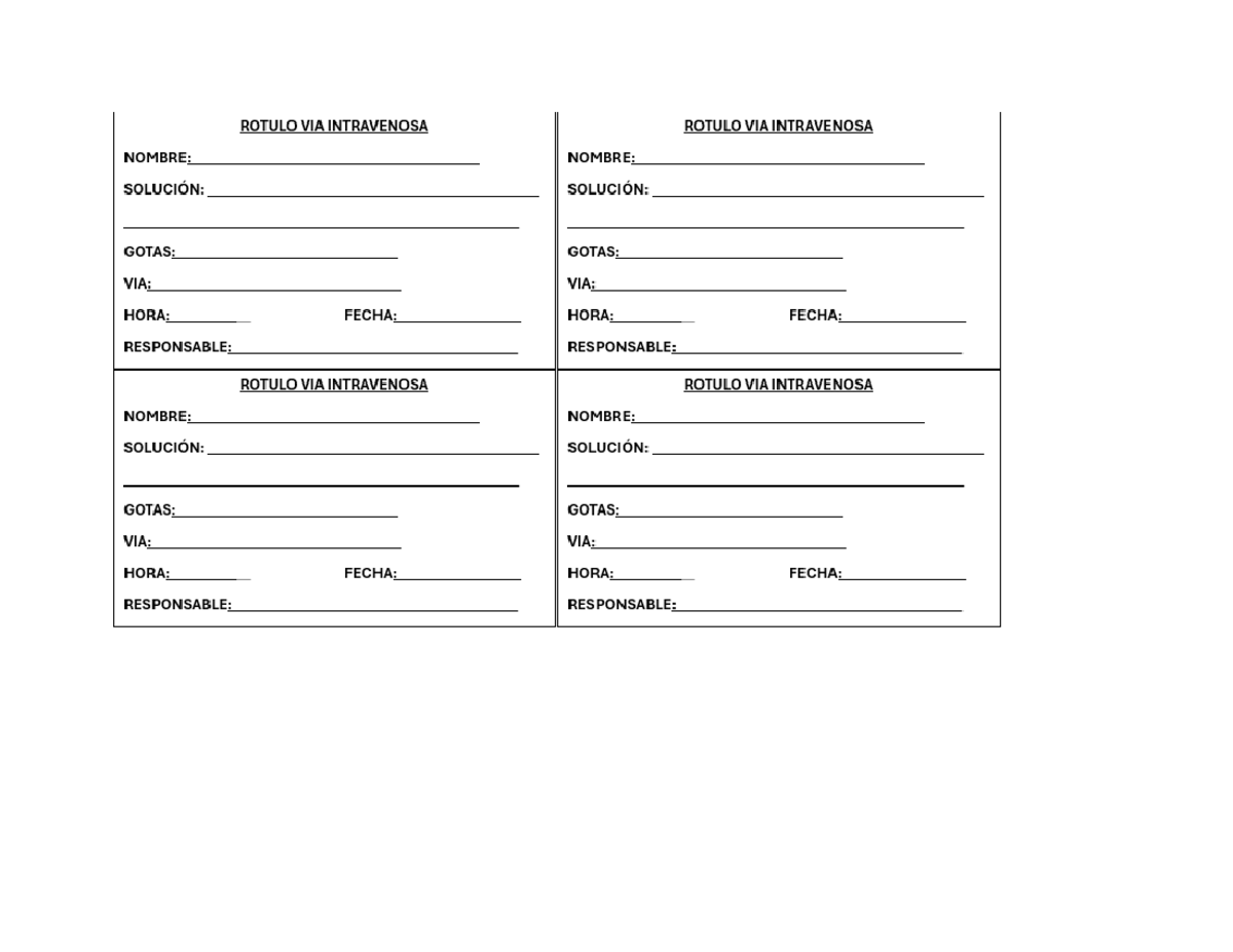 Rotulos PARA Venoclisis - ROTULO VIA INTRAVENOSA ROTULO VIA INTRAVENOSA ...