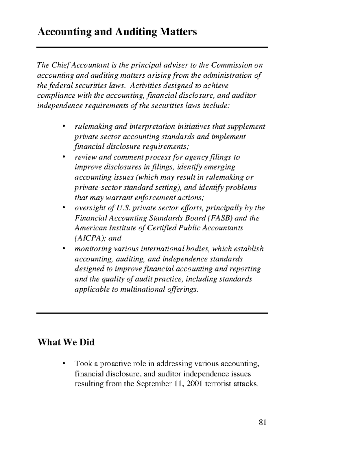 Accounting and auditing - Activities designed to achieve compliance ...