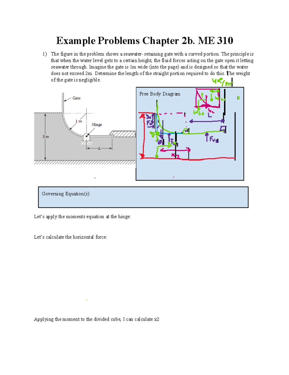 Example Problems Chapter 2b solved - Governing Equation(s) Free Body ...