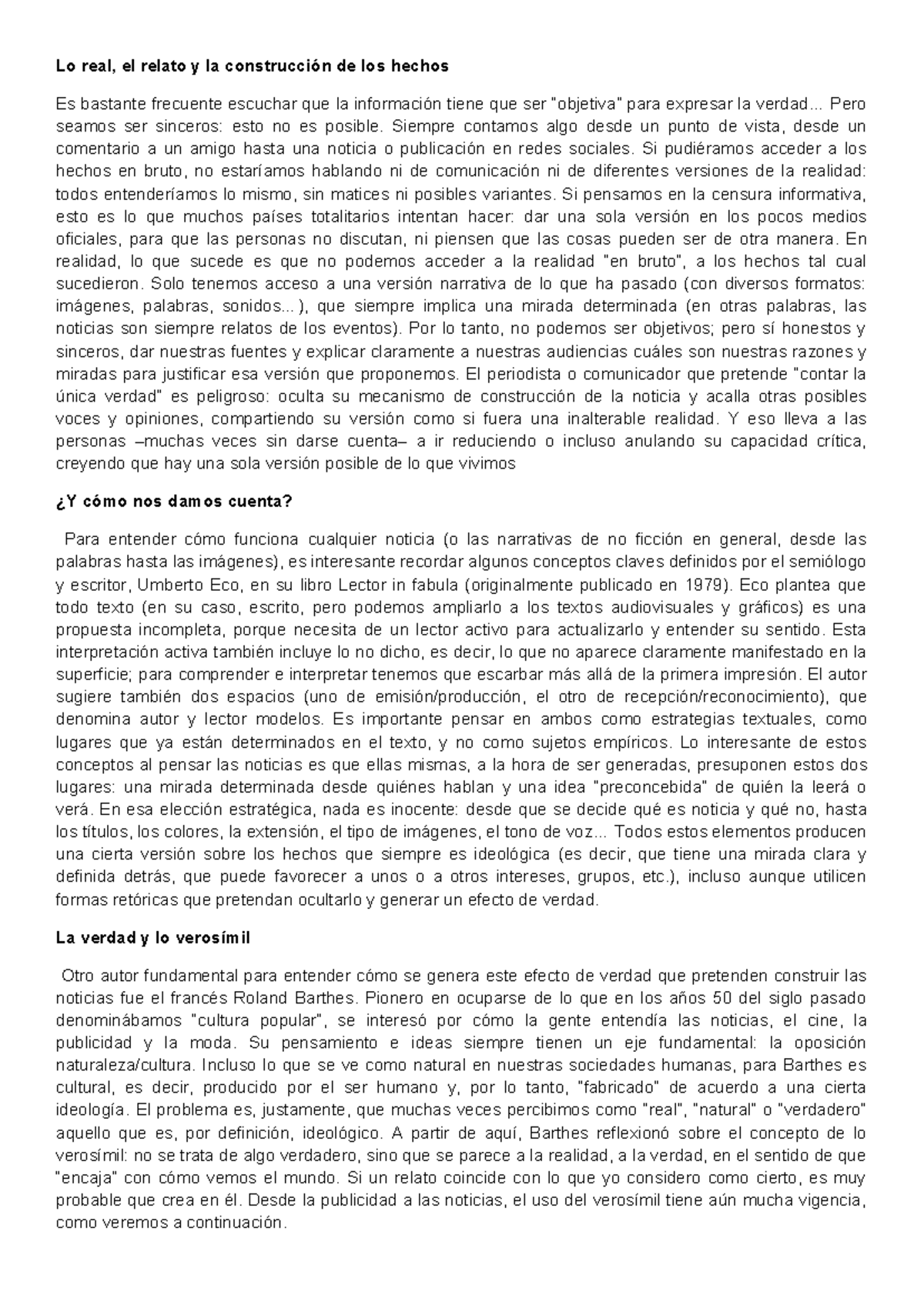 Obs com, cult - tp 3 Lo real la contruccion de los hechos y el ...