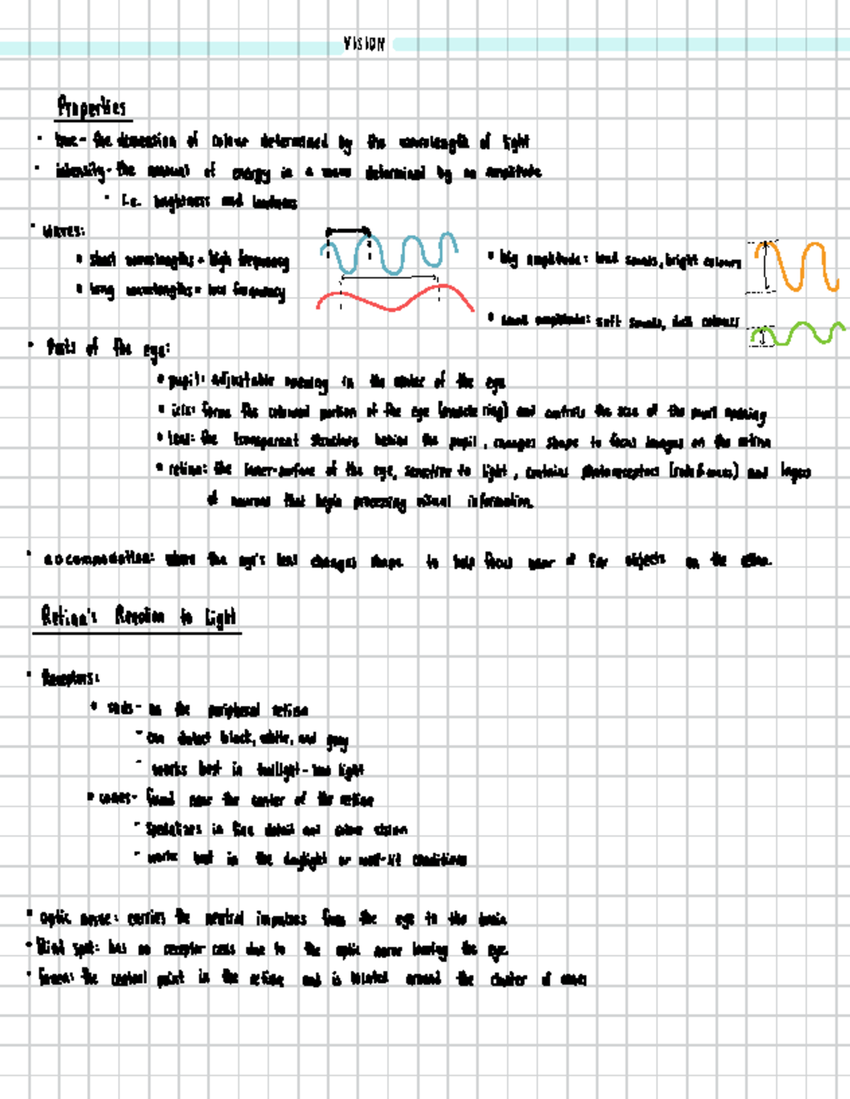 Vision Notes - Properties · nue-the dimension of color determined by ...