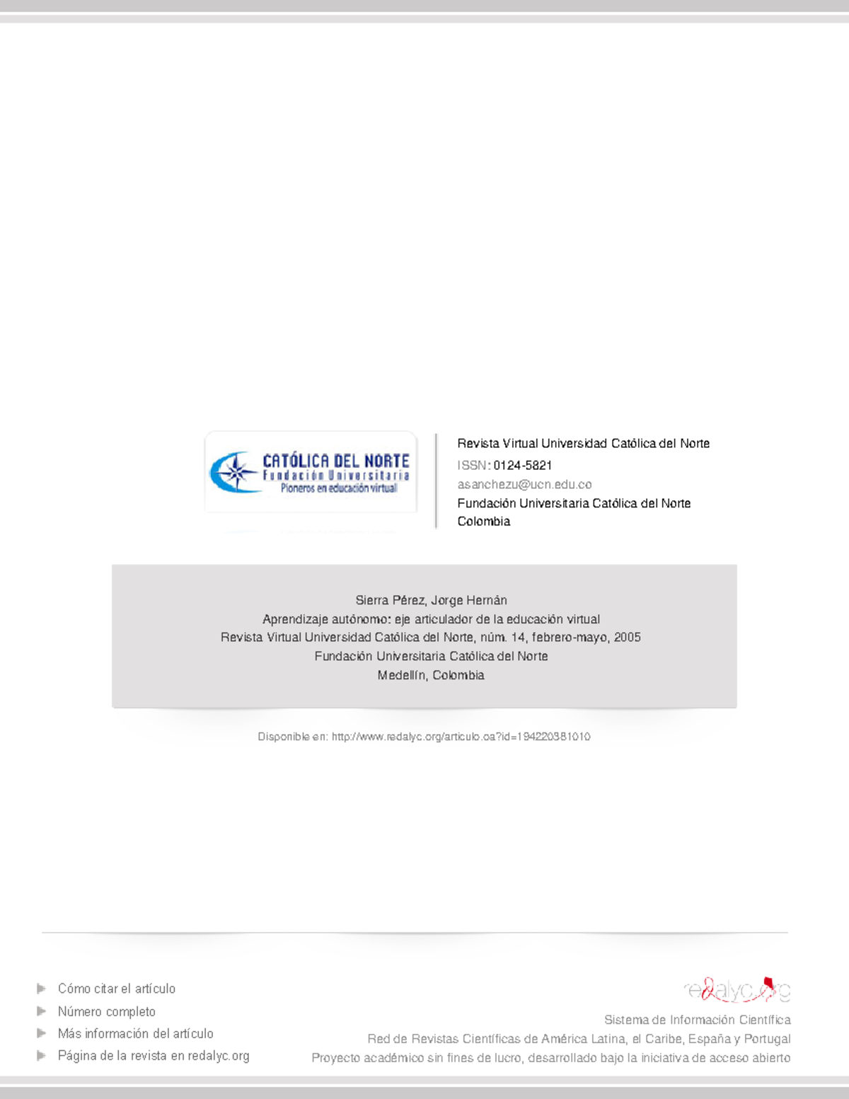 Aprendizaje autónomo - hghjkl - Revista Virtual Universidad Católica ...