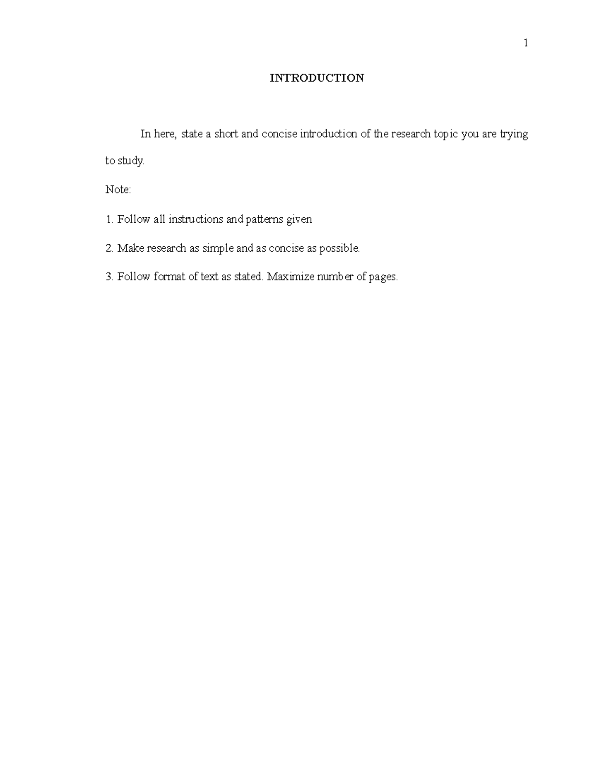 Format FOR QL Research - INTRODUCTION In here, state a short and ...