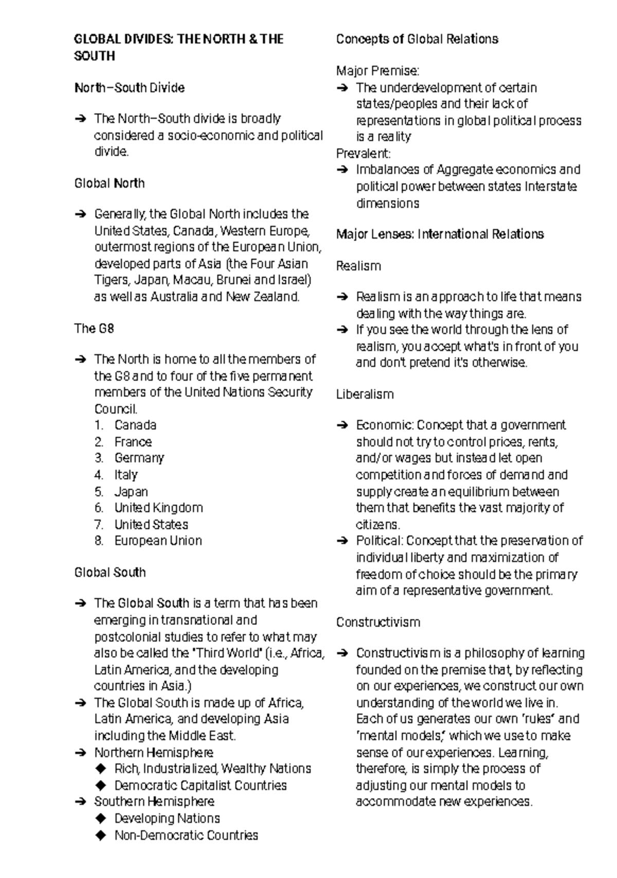 The Contemporary World - GLOBAL DIVIDES: THE NORTH & THE SOUTH North ...
