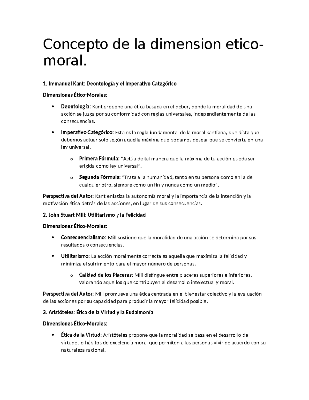 Concepto de la dimension etico trabao final - Concepto de la dimension ...