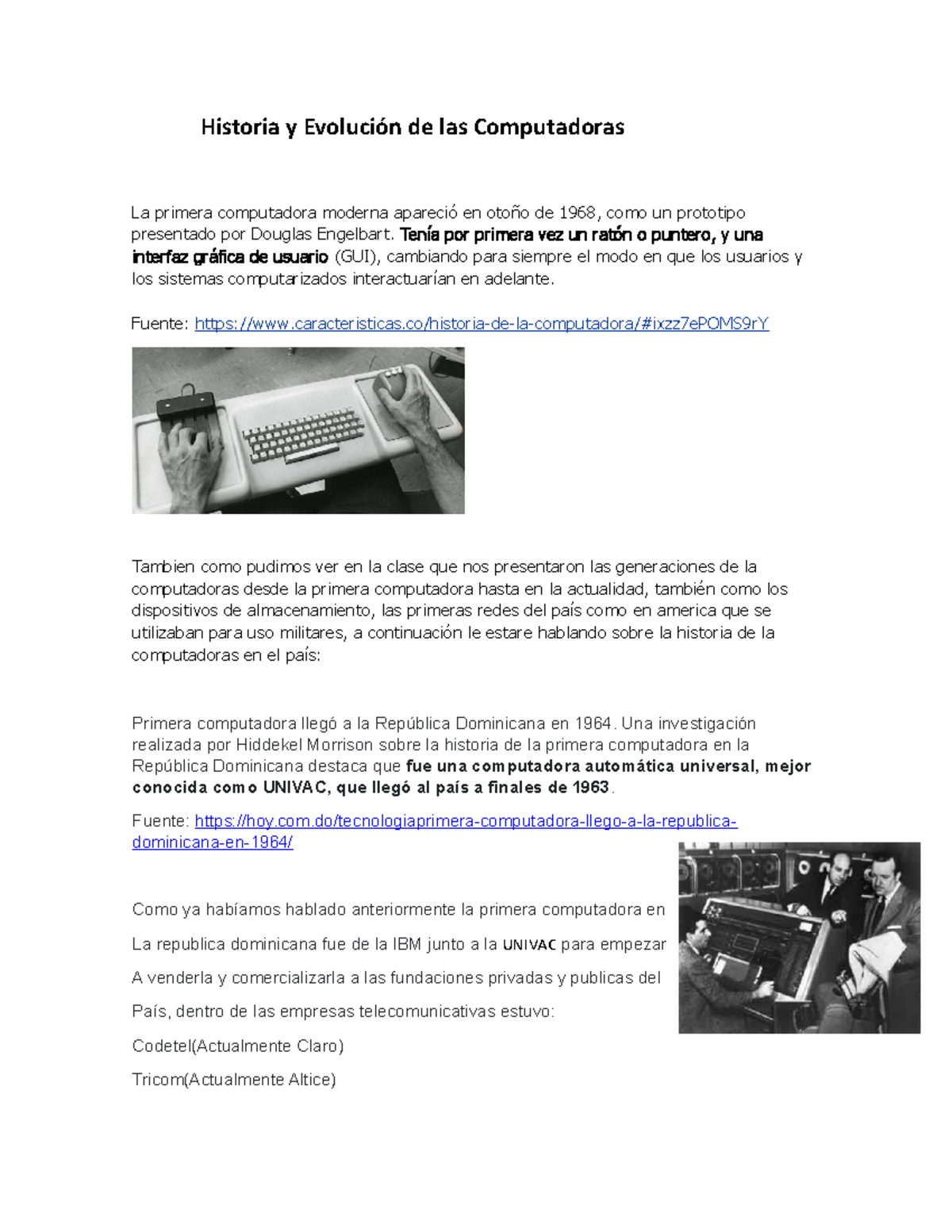 Historia y Evolución de las Computadoras - Historia y Evolución de las ...