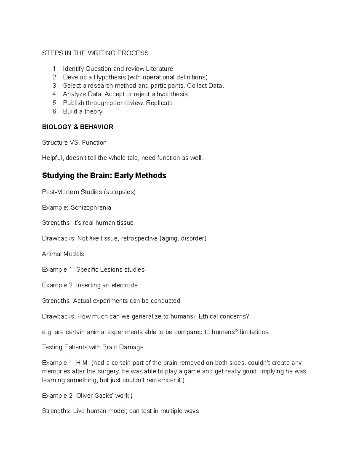 Biology and Behavior - STEPS IN THE WRITING PROCESS Identify Question ...