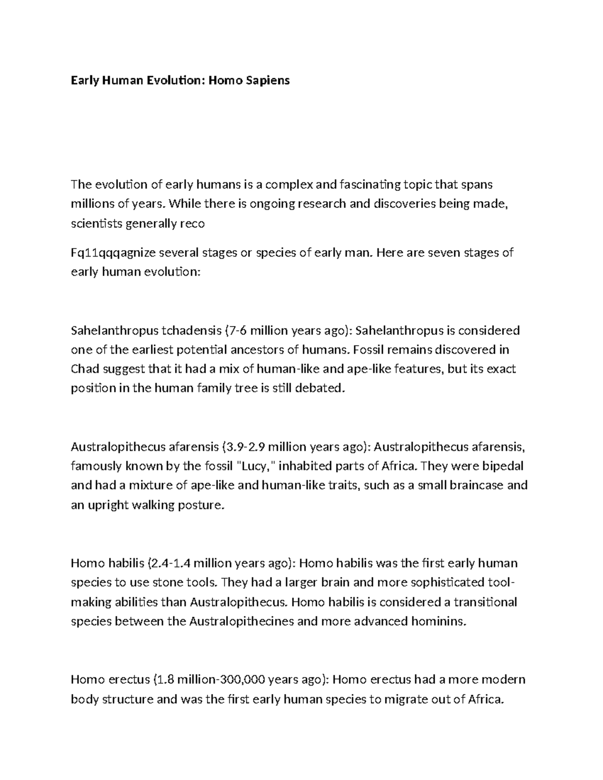 Early Human Evo-WPS Office - Early Human Evolution: Homo Sapiens The ...