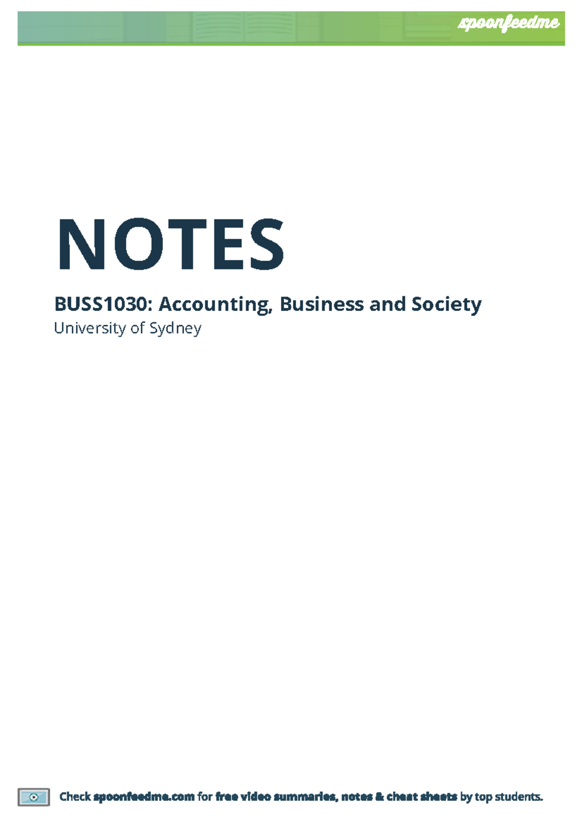 BUSS1030 Accounting, Business and Society Notes - NOTES BUSS1030 ...