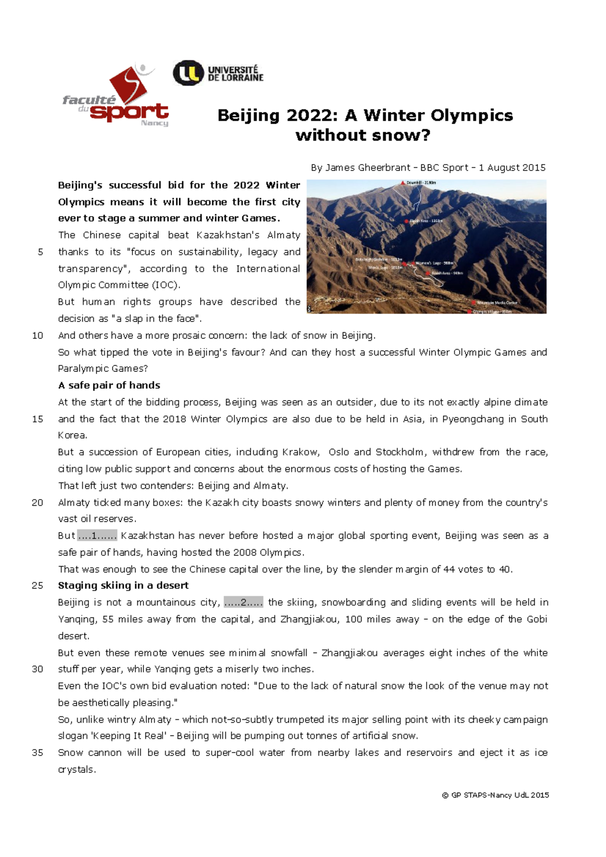 Beijing 2022 Txt + Questions - Beijing 2022: A Winter Olympics without ...