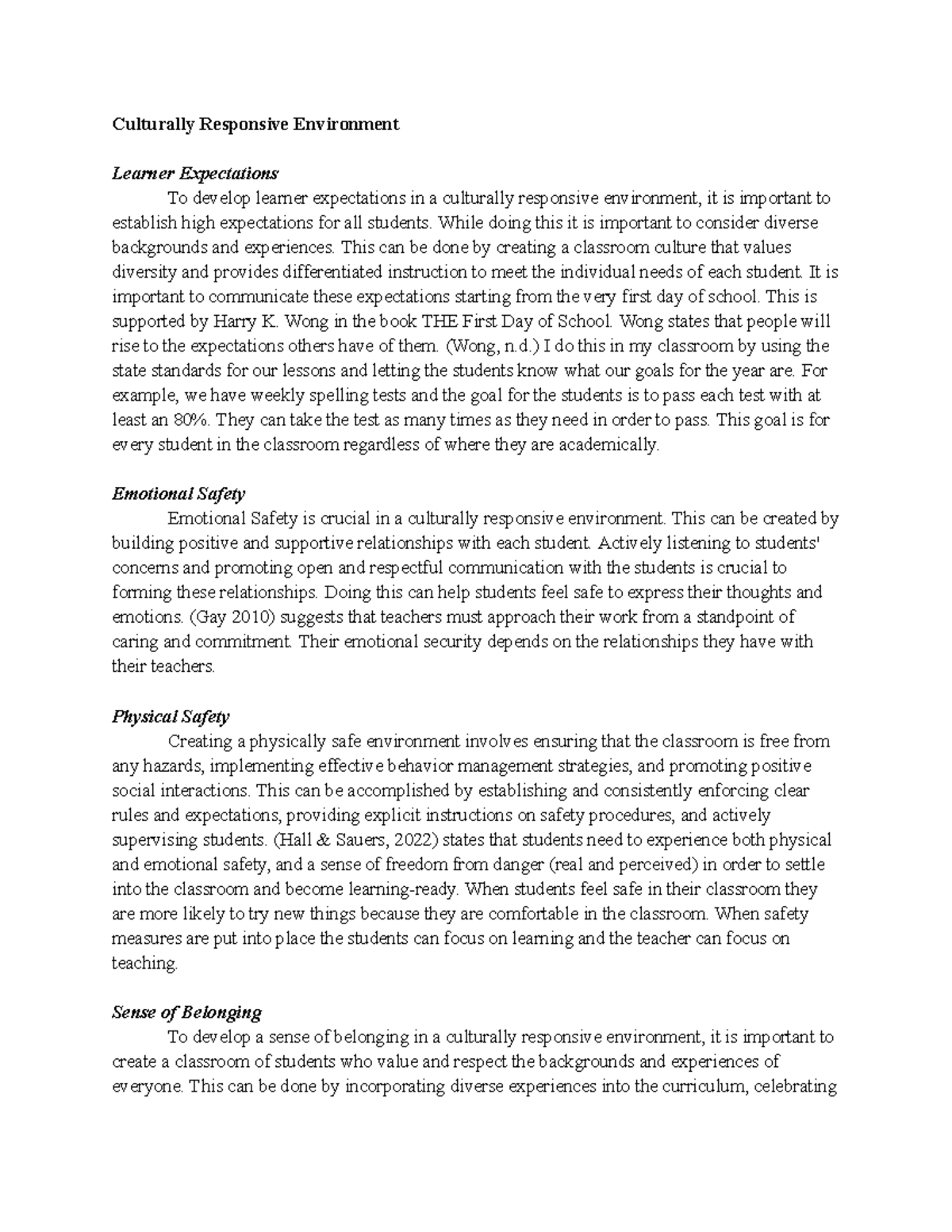 Creating a Supportive Learning Environment - Culturally Responsive Environment Learner ...