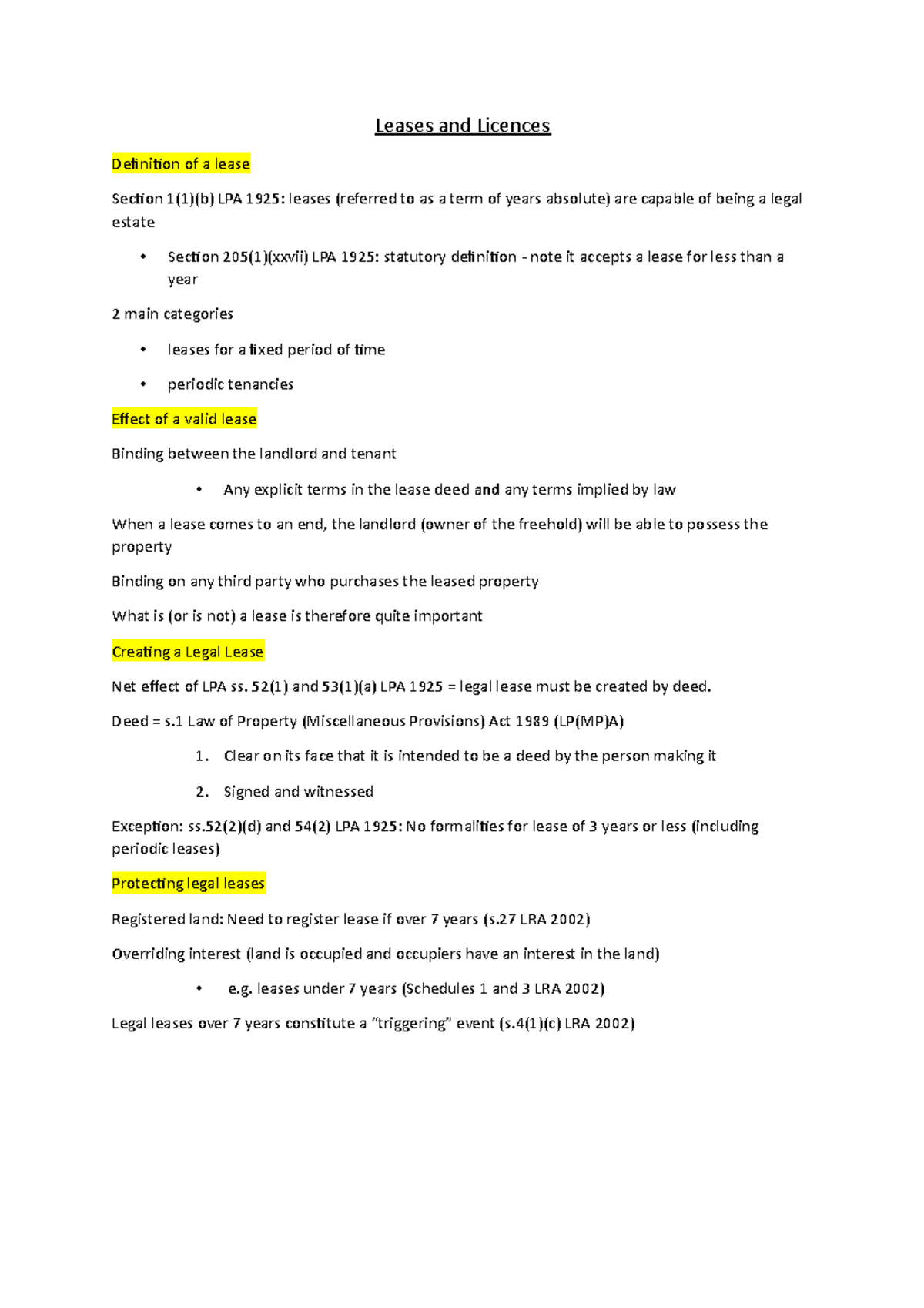 Leases and Licences - This is the Lecture notes for the English ...