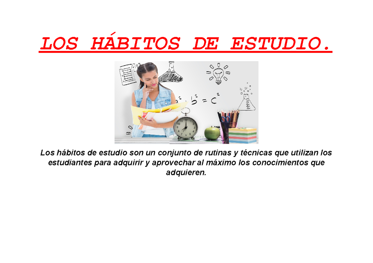 R}los habitos de estudio - LOS HÁBITOS DE ESTUDIO. Los hábitos de ...