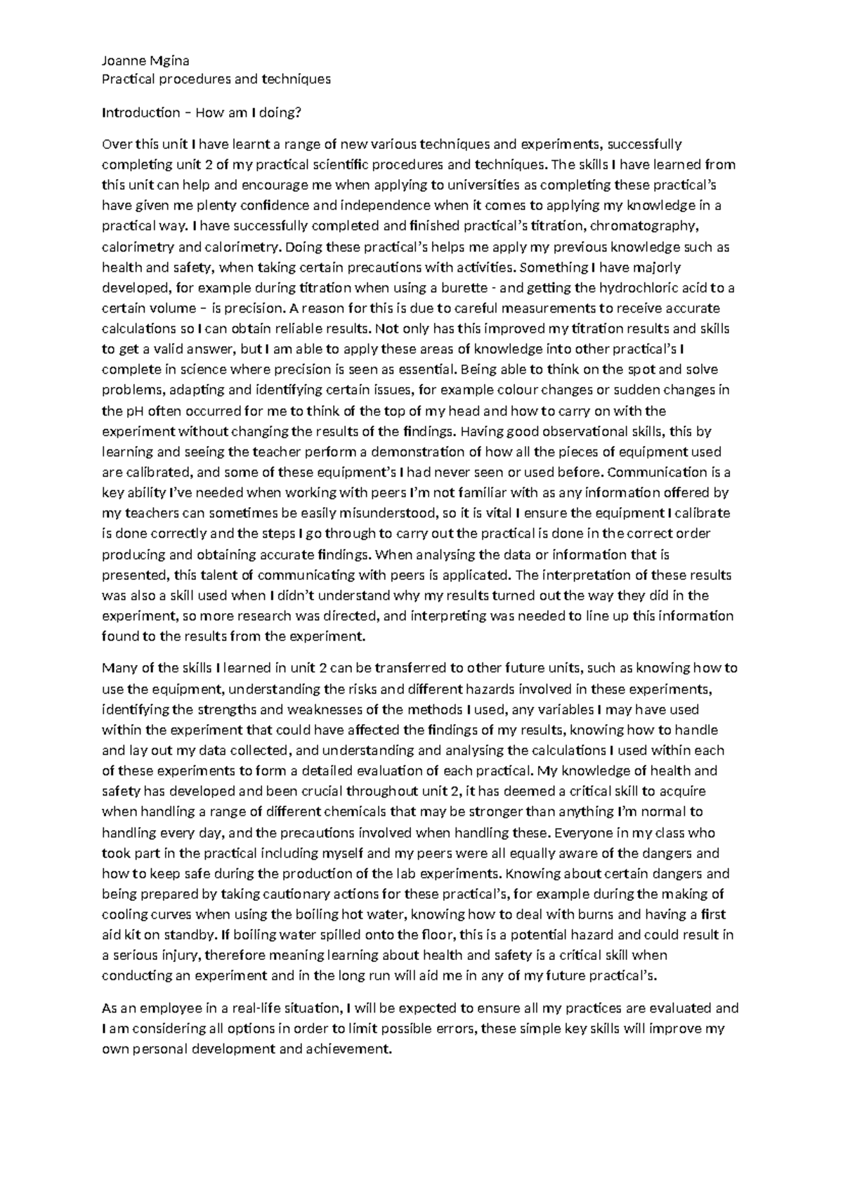 Biology - coursework - Practical procedures and techniques Introduction ...