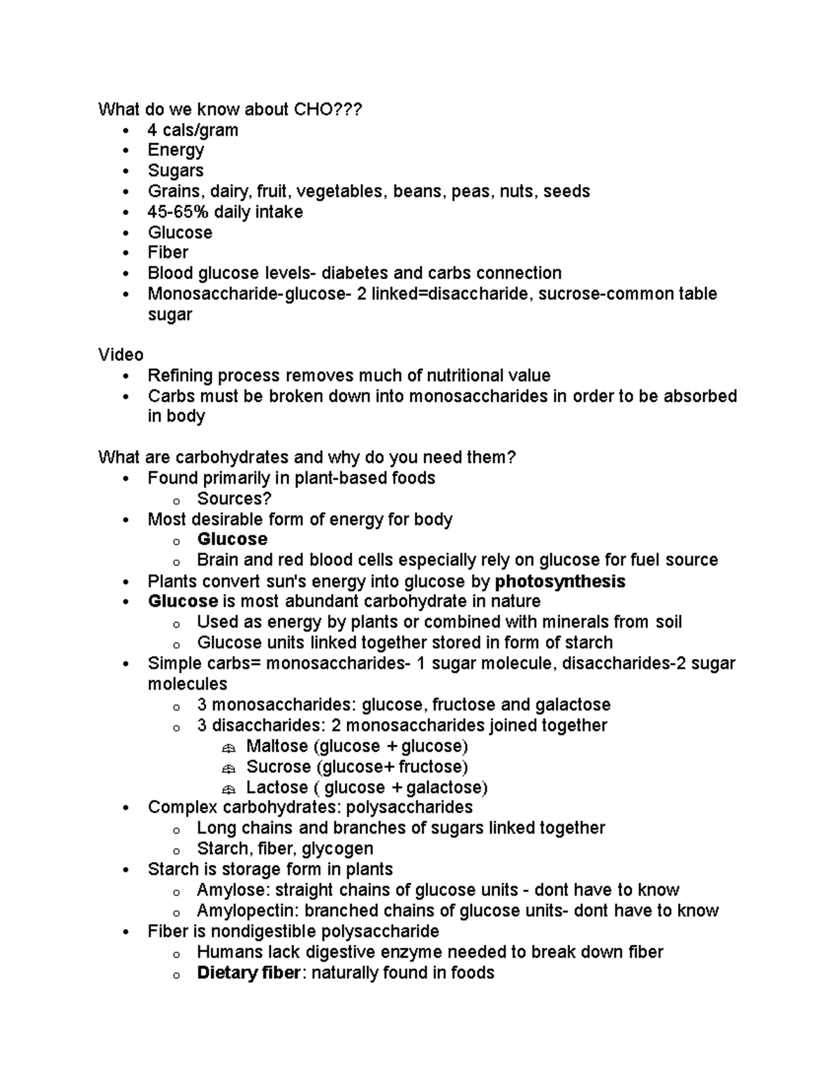 What do we know about CHO- nutrition - What do we know about CHO??? 4 ...