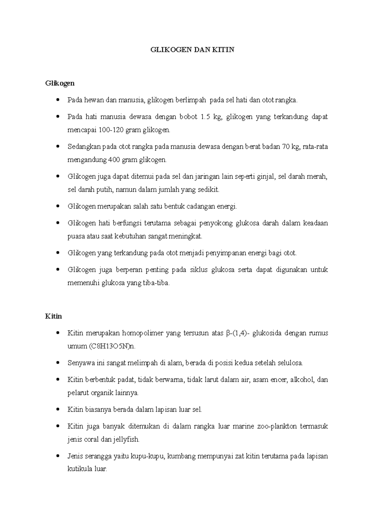 Glikogen dan Kitin - Polisakarida pada hewan. - GLIKOGEN DAN KITIN ...