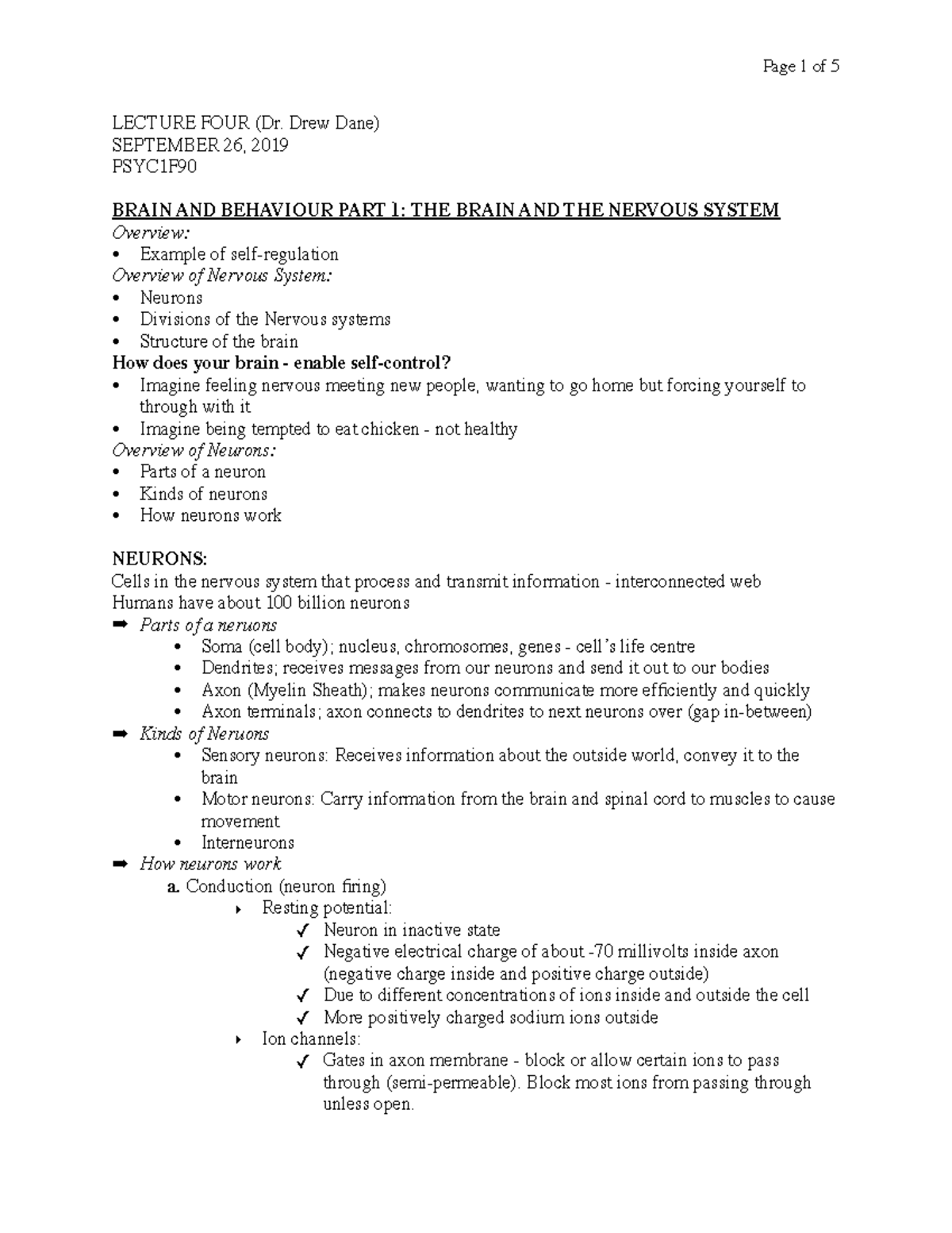 Lecture 4 - SEPT 26, 2019 - PSYC1F90 - Brocku - Studocu