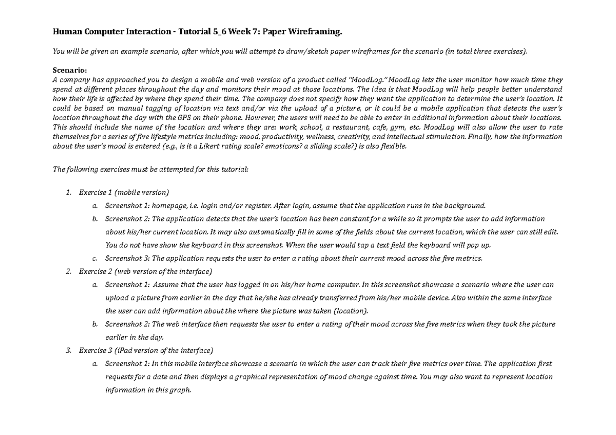 Tutorial 5 6 Week 7 HCI Autumn 2020 - Human Computer Interaction - Tutorial 5_6 Week 7: Paper ...