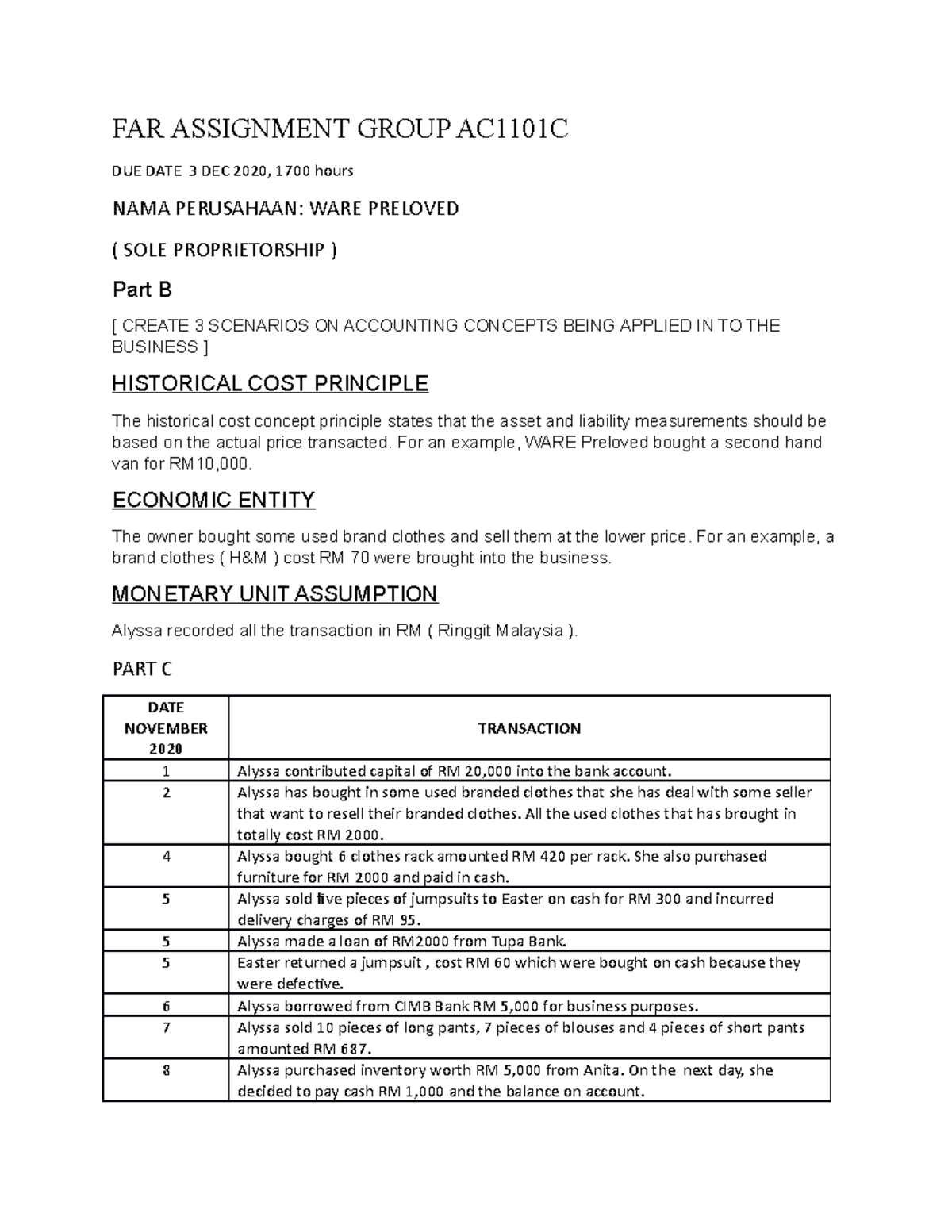 FAR Assignment Group AC110 UiTM Sarawak - FAR ASSIGNMENT GROUP AC1101C ...