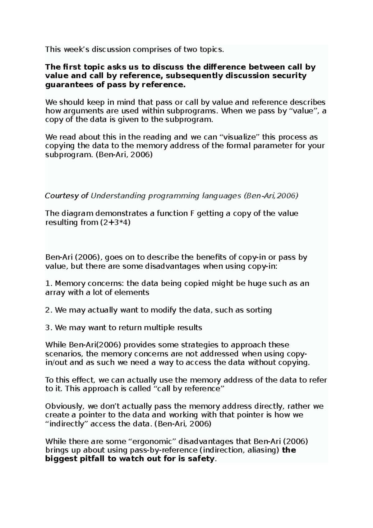 Discussion 4 2 - This week’s discussion comprises of two topics. The ...