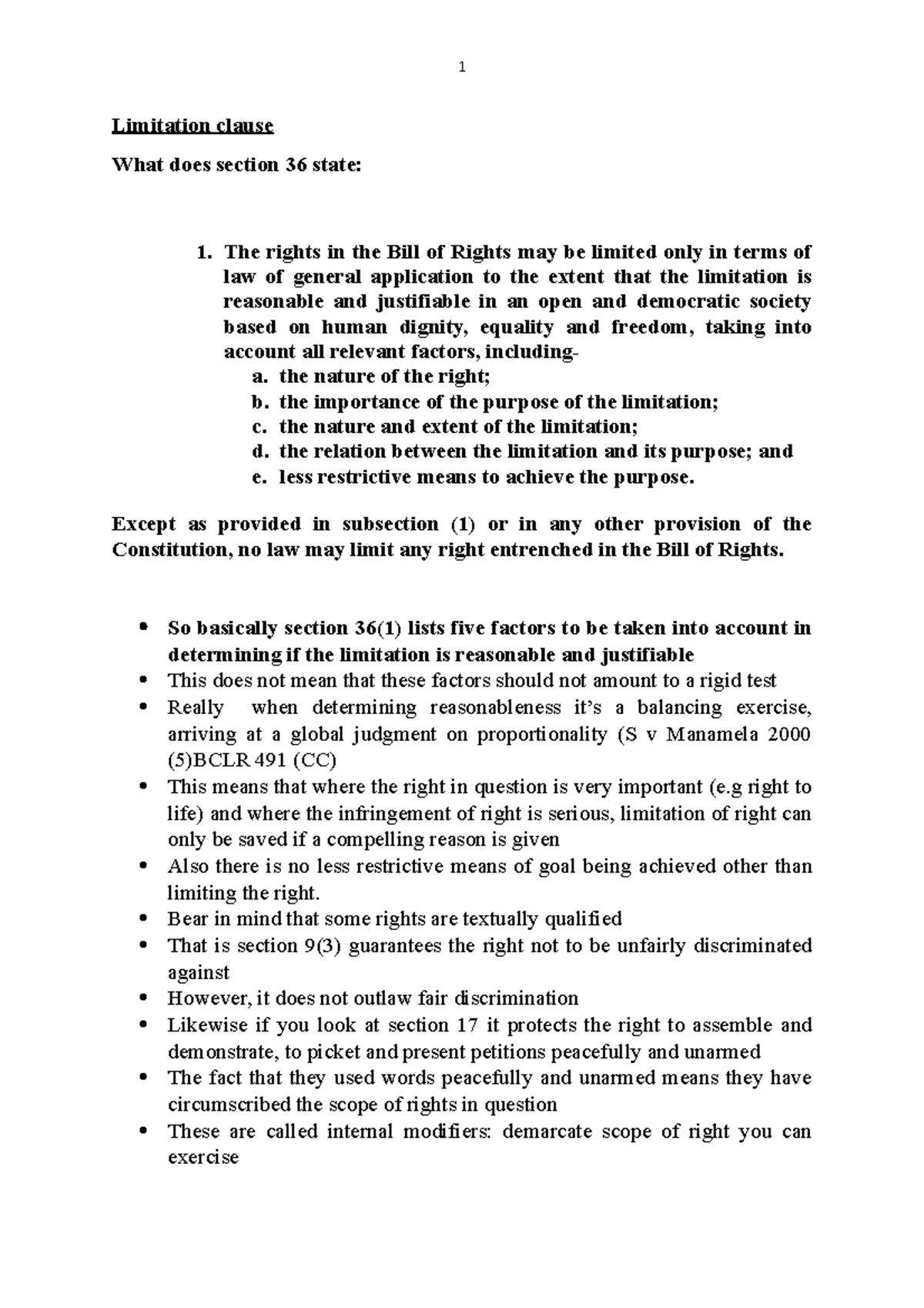 Limitation summary (6) - Limitation clause What does section 36 state ...