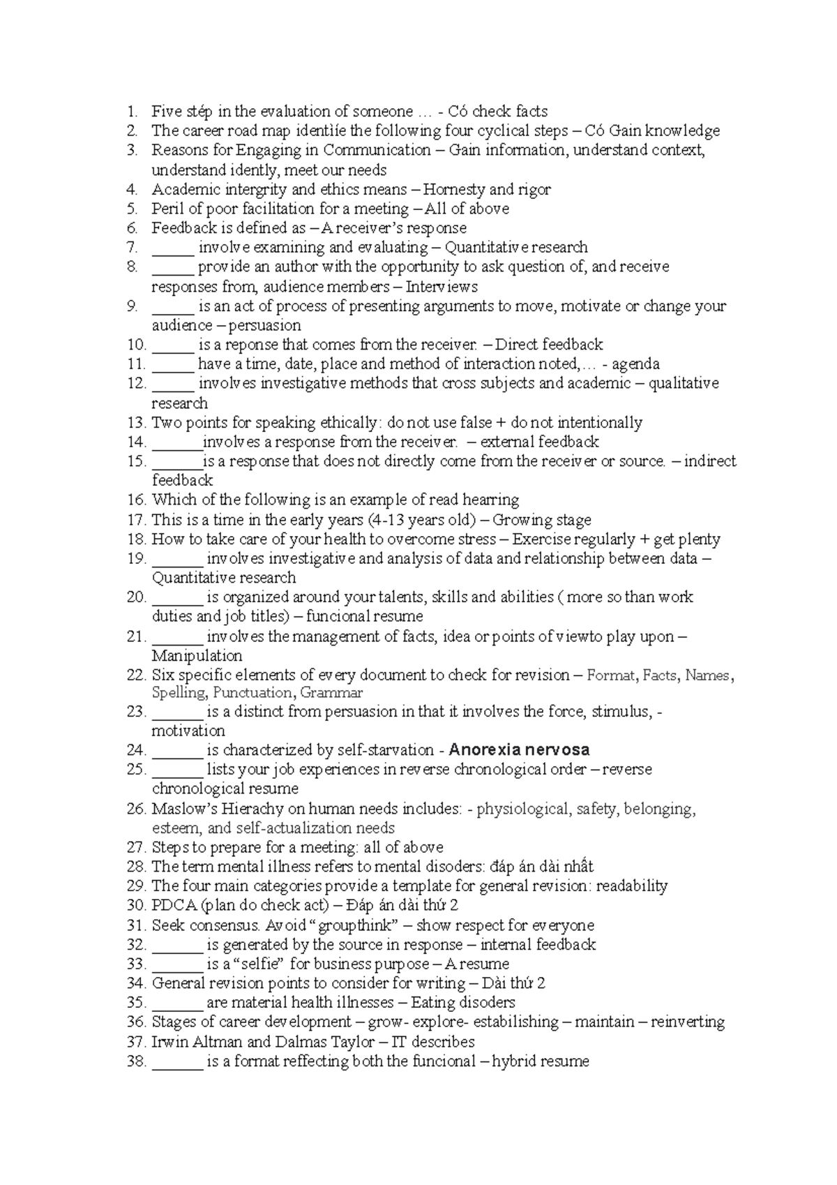 Key SSG-test2 - ssg - Five stép in the evaluation of someone ... - Có ...