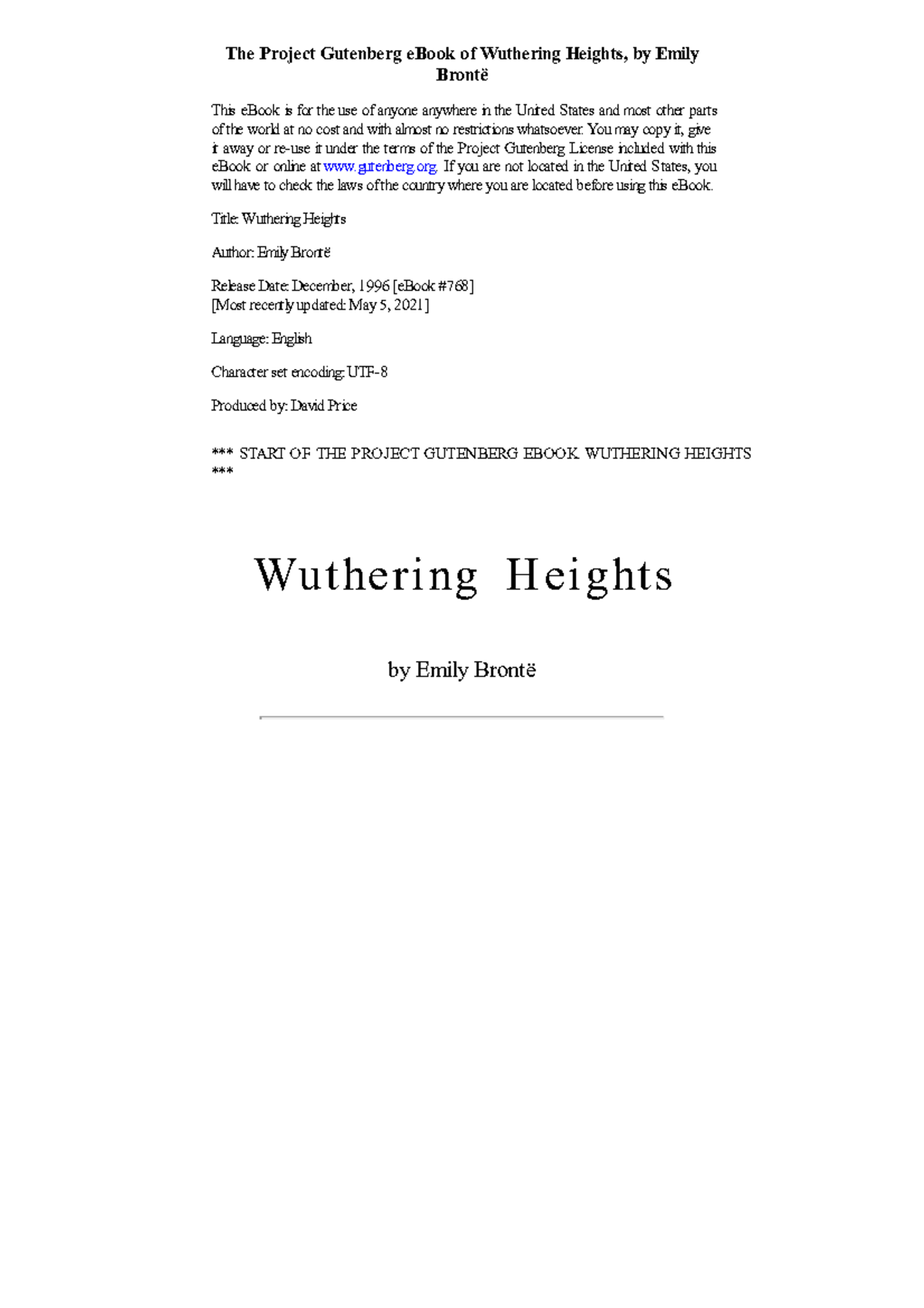 Wuthering Heights by Emily Bront - PDF Room - The Project Gutenberg ...