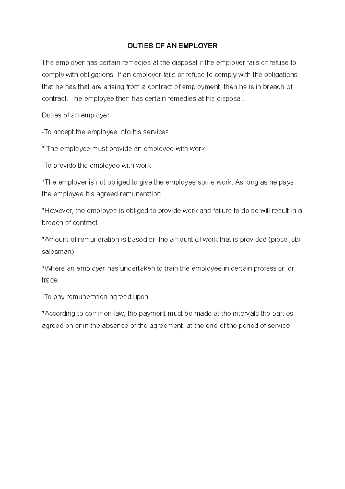 Duties OF AN Employer DUTIES OF AN EMPLOYER The Employer Has Certain duties-of-an-employer-duties-of-an-employer-the-employer-has-certain