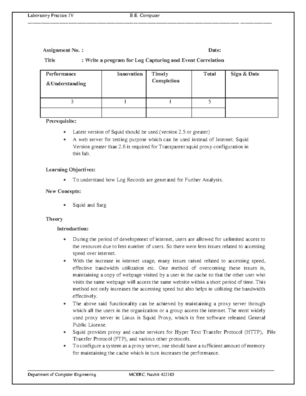 Cc4 - helpfull - Assignment No. : Date: Title : Write a program for Log Capturing and Event ...