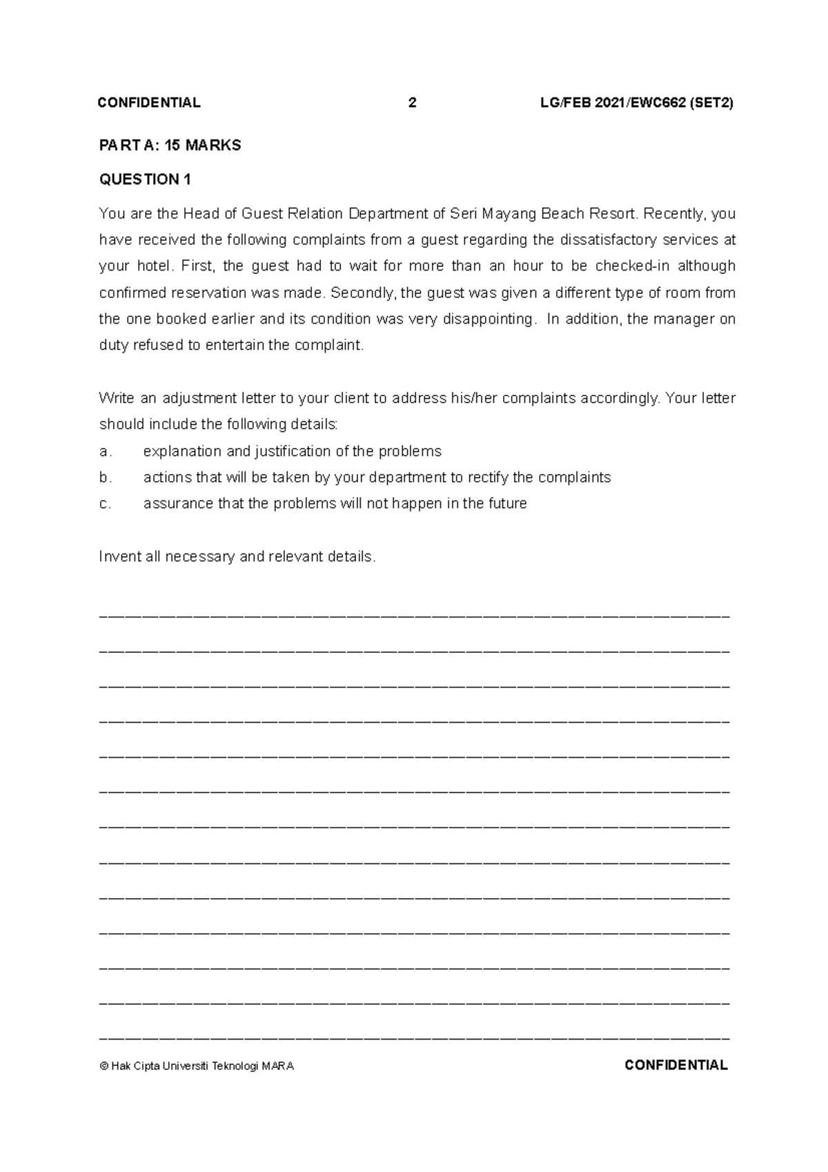 EWC 662 TEST Paper SET2 JAN2021 ODL 2020 Updated - PART A: 15 MARKS ...