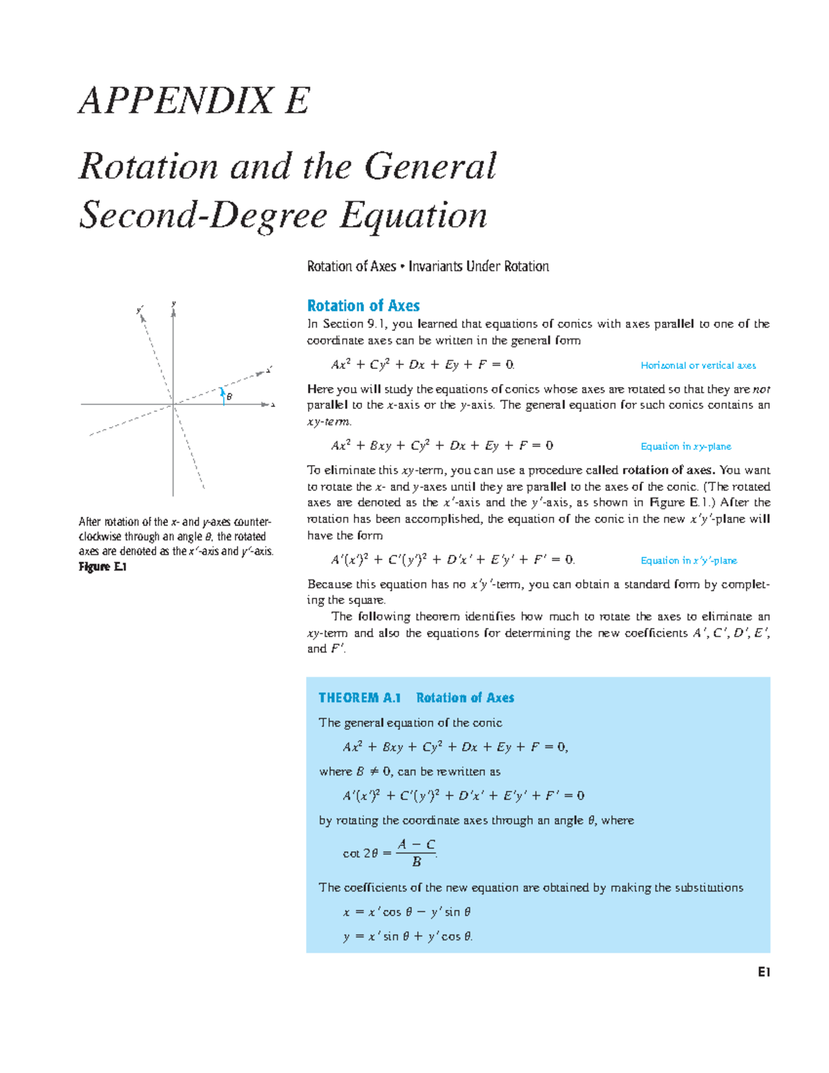 Clc7eap0e01 - Second degree equation - Rotation of Axes • Invariants Under Rotation ...