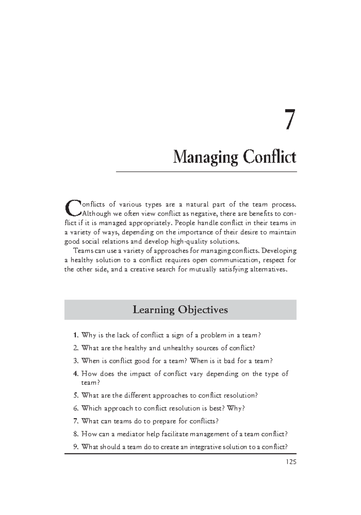 Chapter 7 Managing conflict - 125 7 Managing Conflict C onflicts of ...