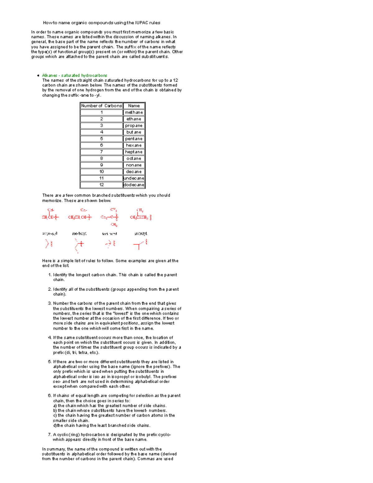 Iupac Rules - Naming organic compounds - +RZ WR QDPH RUJDQLF FRPSRXQGV ...